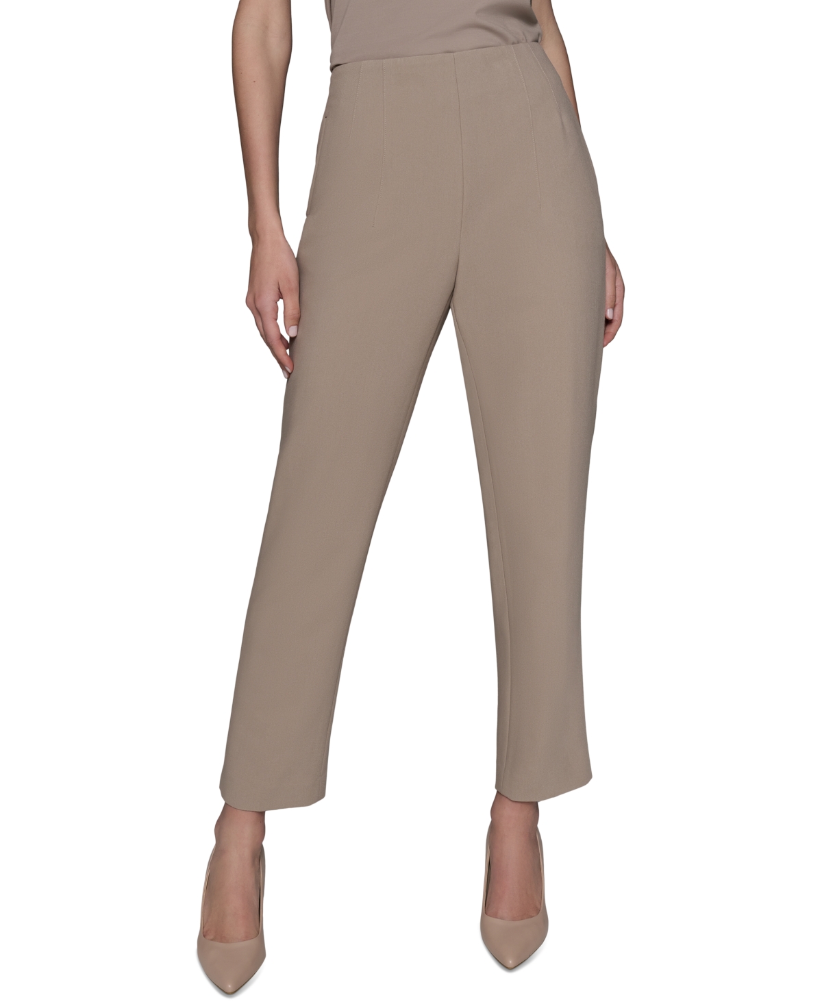 Karl Lagerfeld Paris Womens Seam-Detail Ankle Pants - Truffle