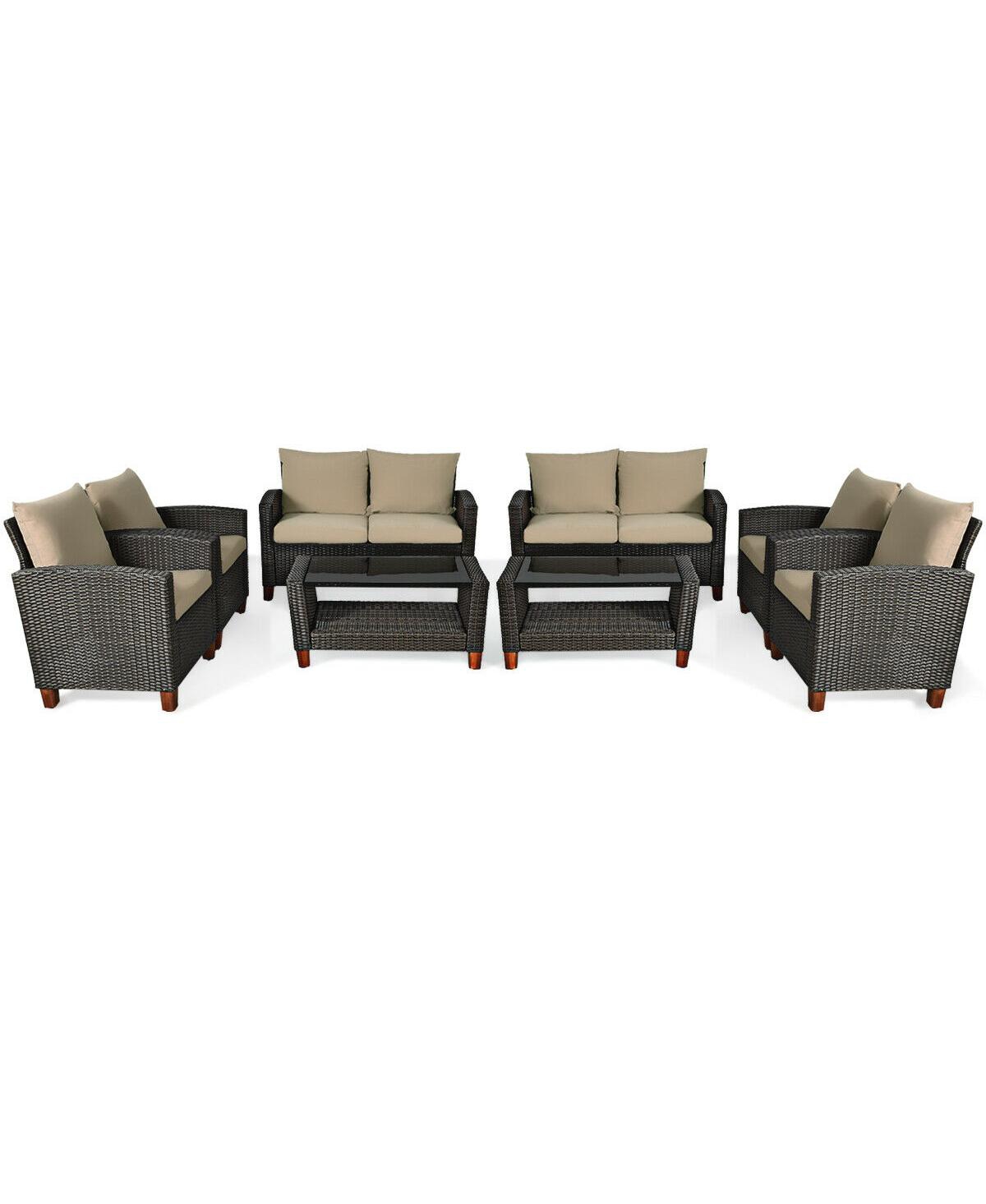Click here for Gymax 8PCS Cushioned Rattan Conversation Set w/ Co... prices