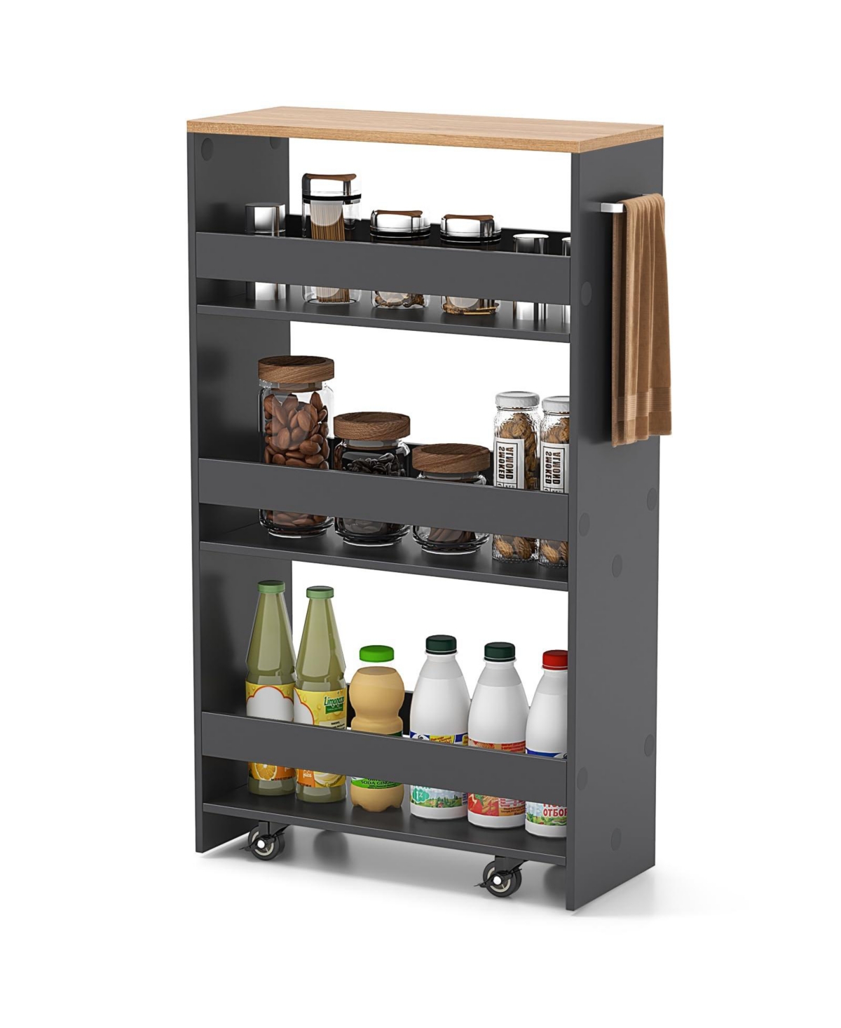 Click here for 4-Tier Rolling Storage Cart Slim Kitchen Cart on W... prices