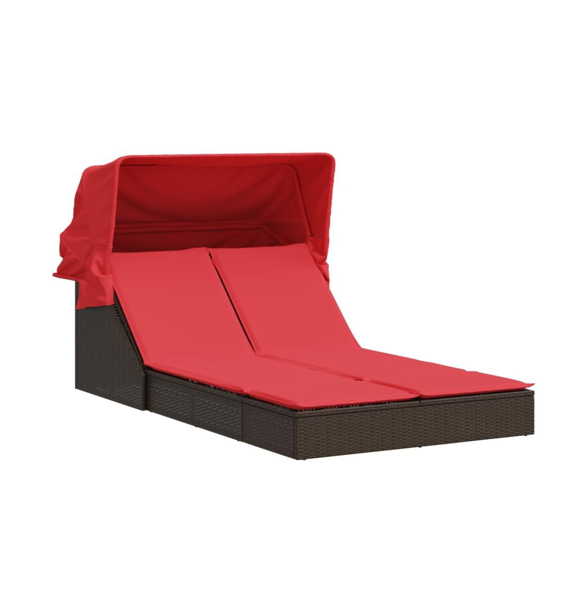 Click here for Double Sun Lounger with Canopy and Cushions Brown... prices
