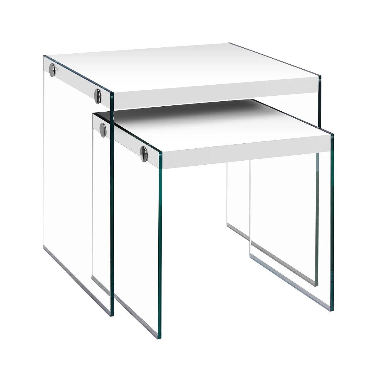 Click here for Modern Glossy Mdf & Clear Glass 2-Piece Nesting Ta... prices