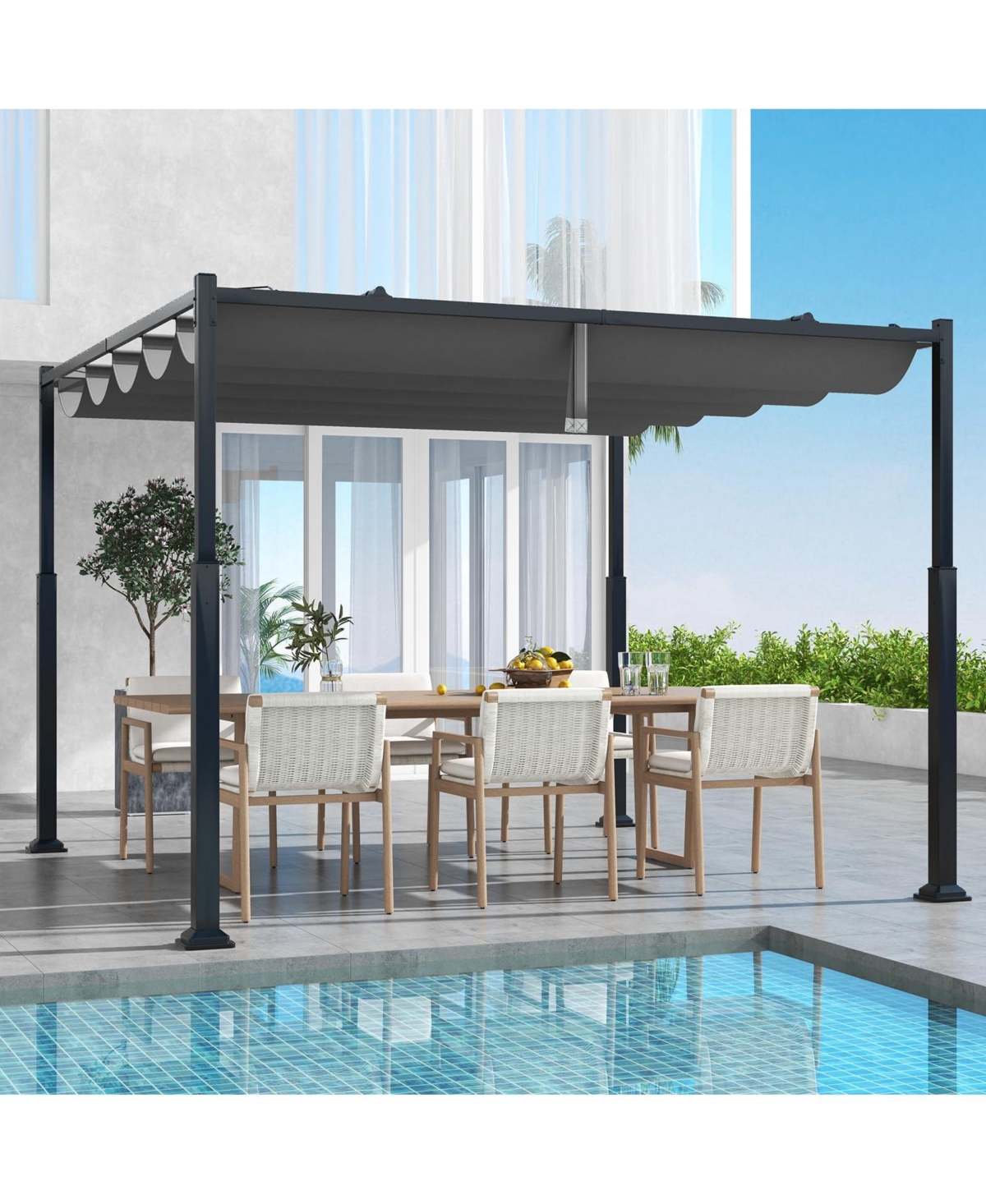 Click here for 10 x 10 Feet Outdoor Pergola with Retractable Cano... prices