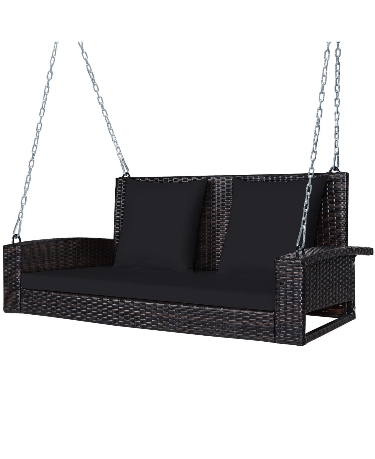 Click here for 2-Person Patio Rattan Porch Swing with Cushions -... prices