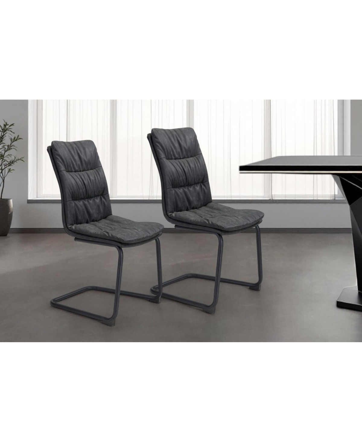 Click here for Set of 2 Tufted Upholstered Faux Leather Dining Si... prices