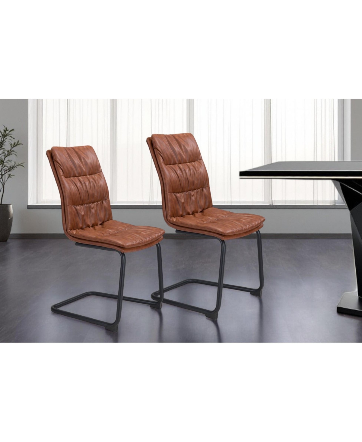 Click here for Set of 2 Tufted Upholstered Faux Leather Dining Si... prices