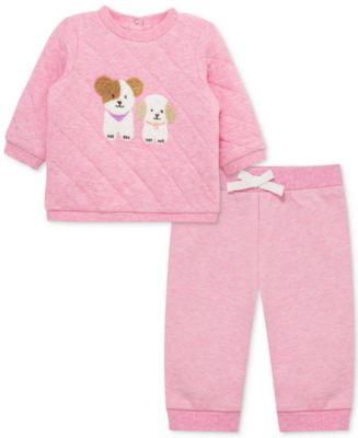 Little Me Baby Girls Cute Pups Sweatshirt & Pants, 2 Piece Set - Macy's