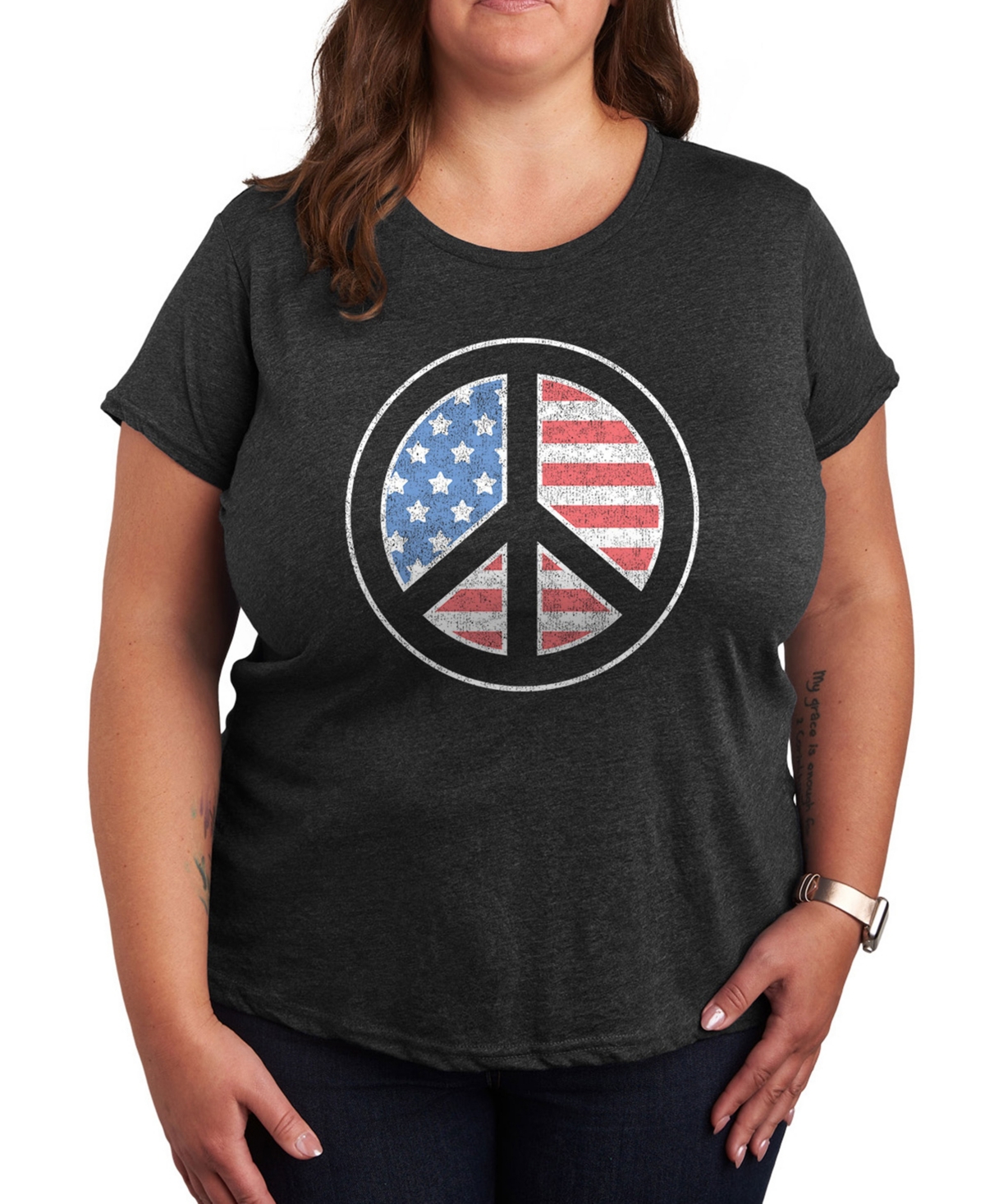 Click here for Hybrid Apparel Plus Size American Flag Peace Sign... prices