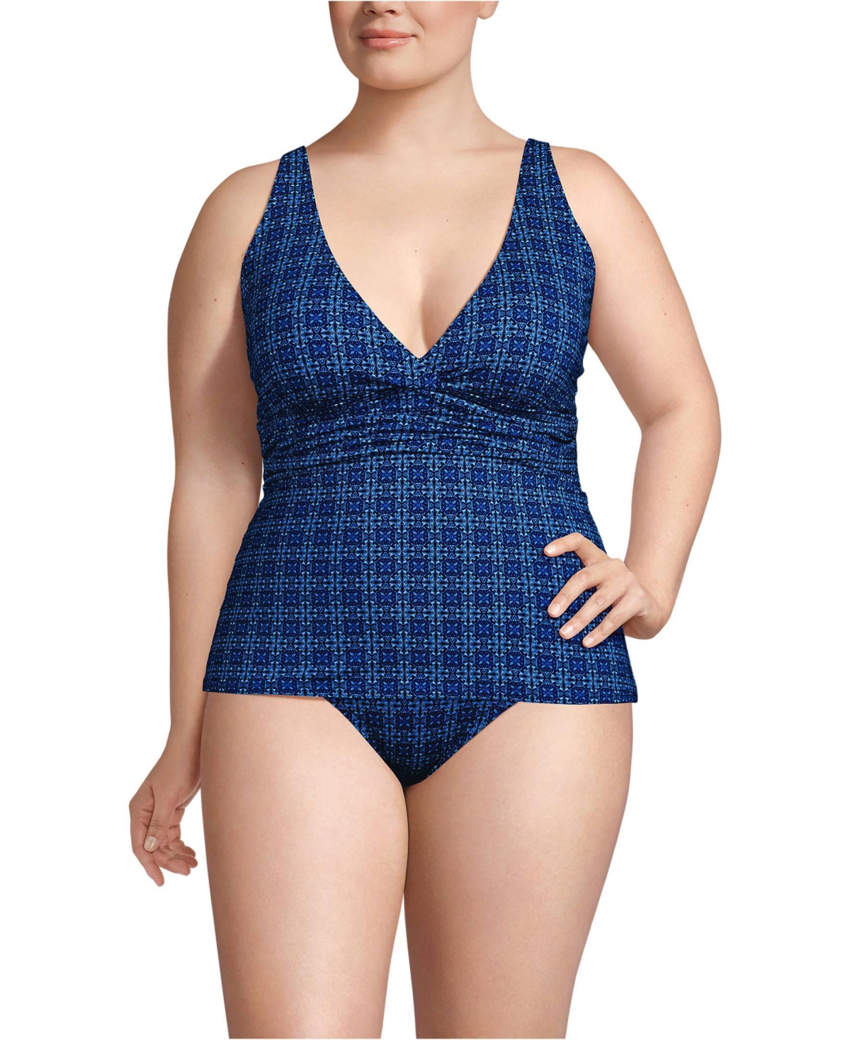 Click here for Lands End Plus Size V-Neck Plunge X Back Tankini T... prices