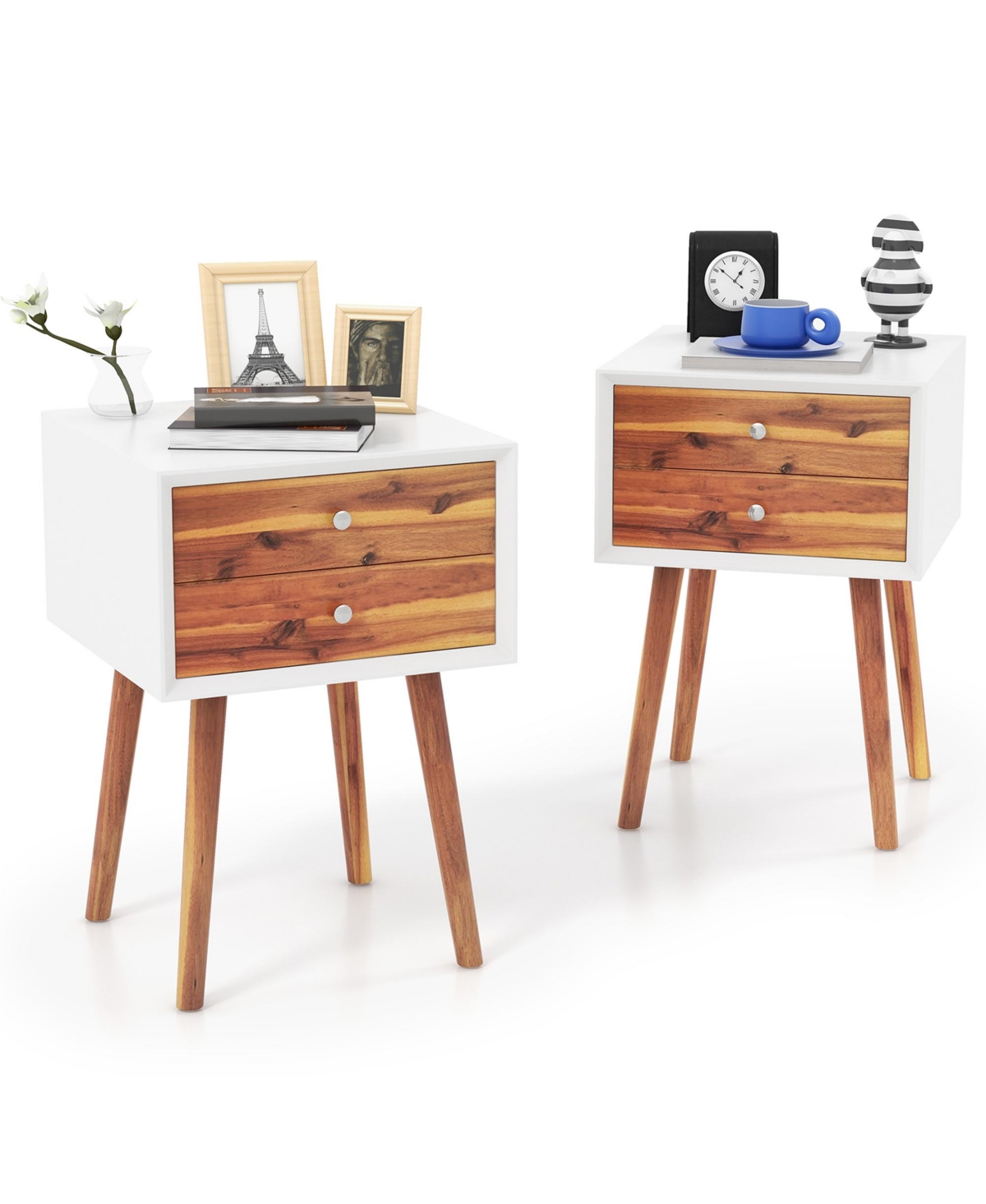 Click here for Gymax 2PCS Wooden Nightstand Mid-Century End Side... prices