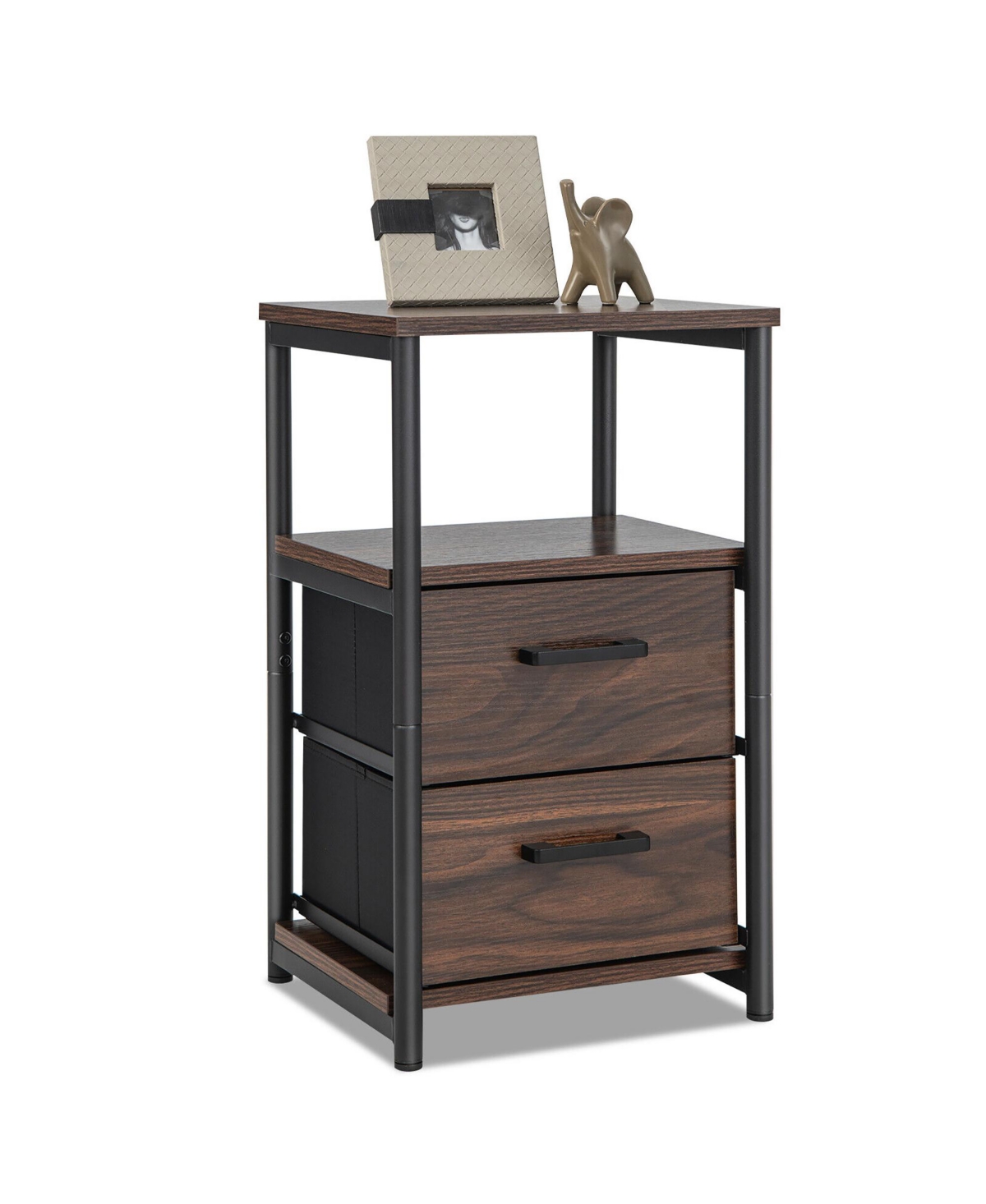 Click here for Gymax Nightstand Bedside End Table with 2 Fabric D... prices