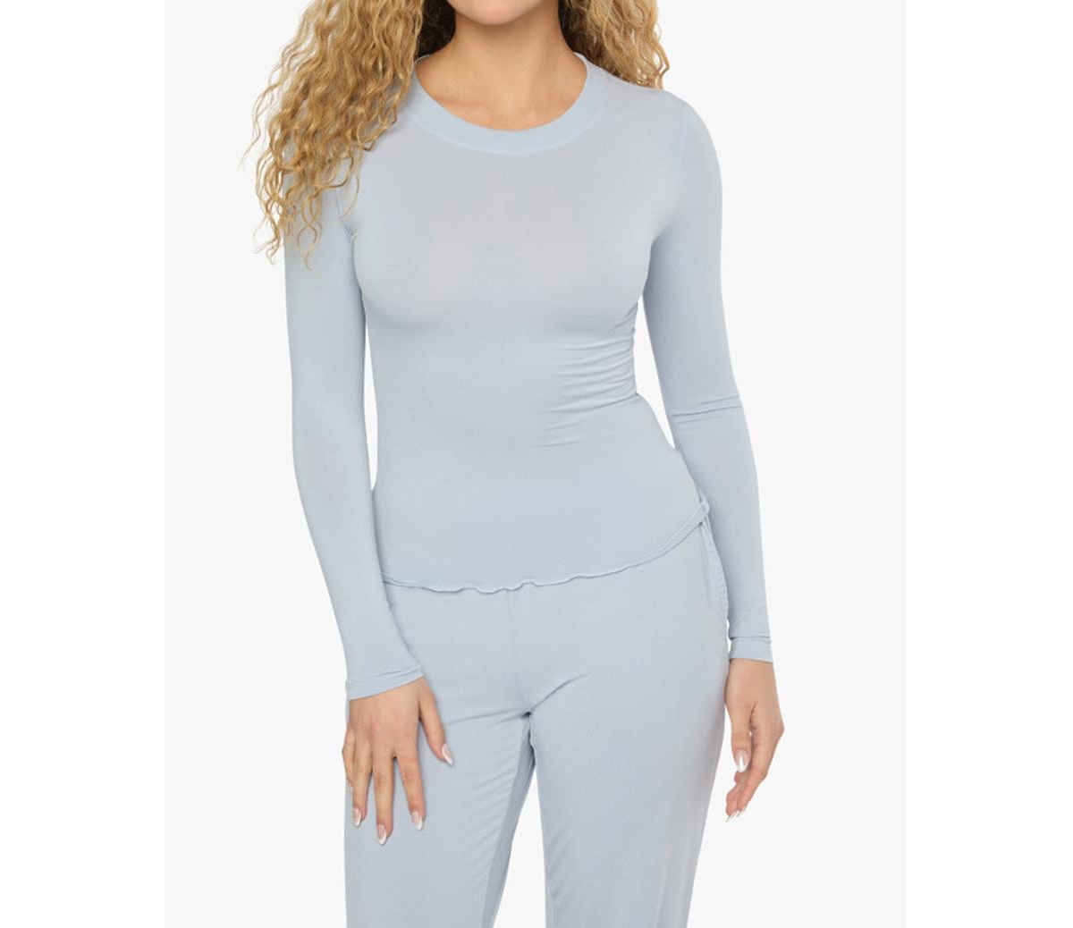 Click here for WeWoreWhat Womens Long Sleeve Crewneck Top - Powde... prices
