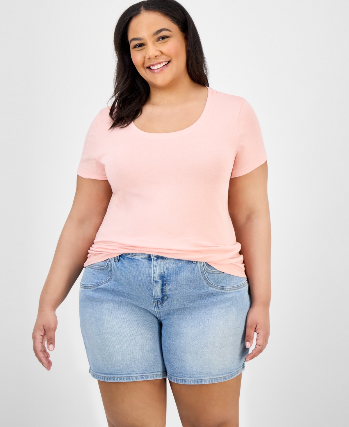 Click here for Aveto Trendy Plus Size Scoop-Neck T-Shirt - Silver... prices