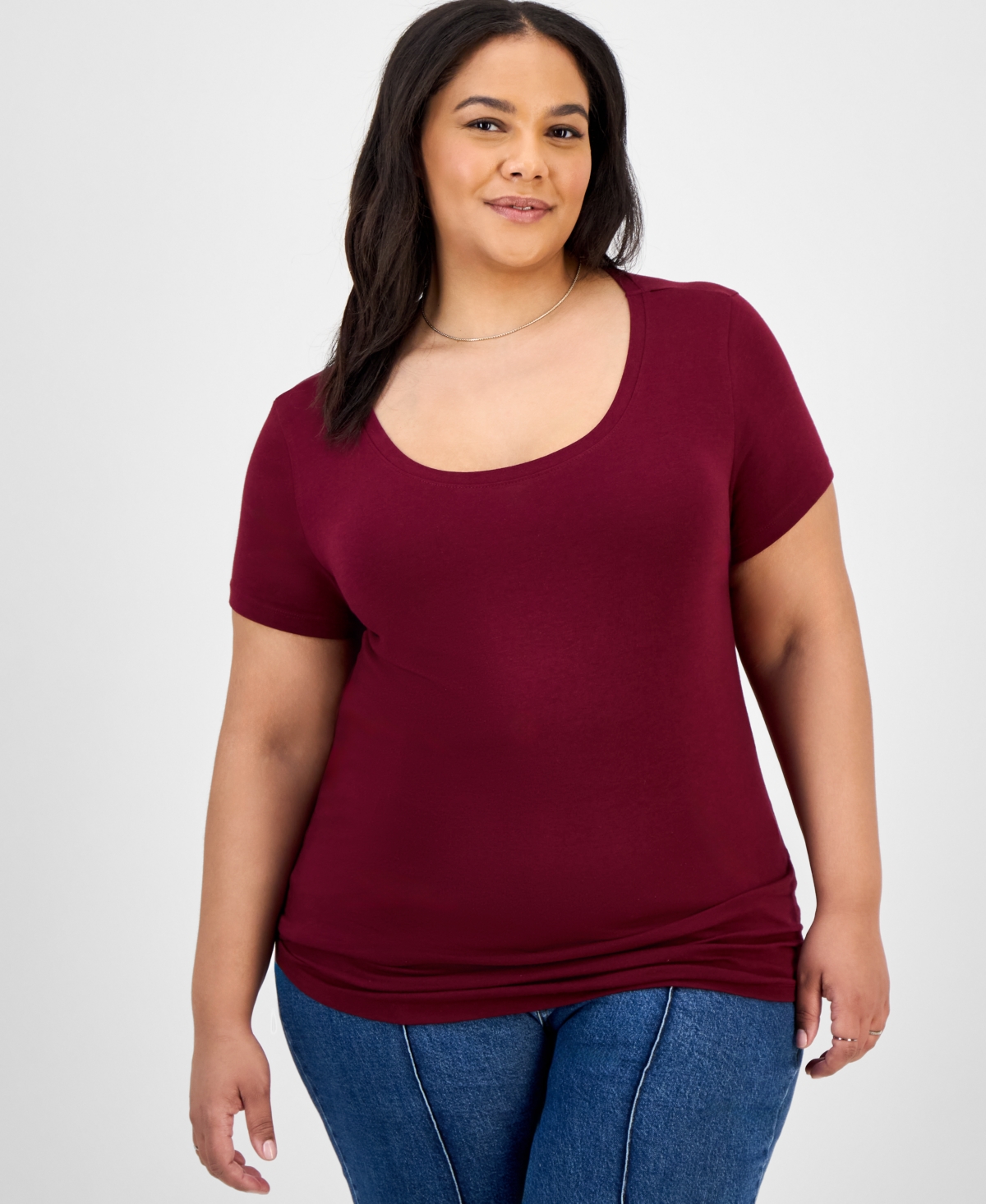 Click here for Aveto Trendy Plus Size Scoop-Neck T-Shirt - Zinfan... prices
