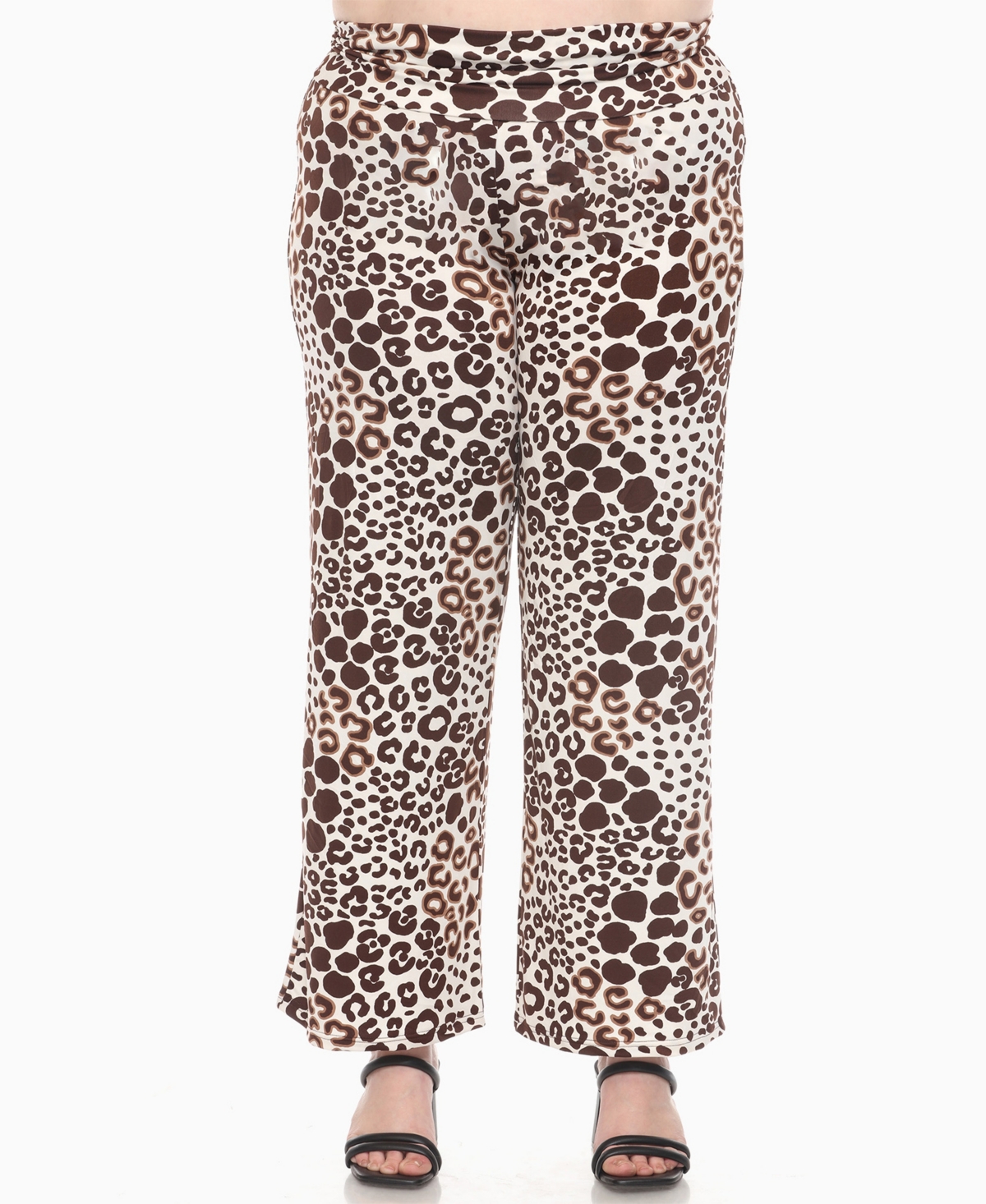 Click here for White Mark Plus Size Big Leopard Print Wide Leg Pa... prices