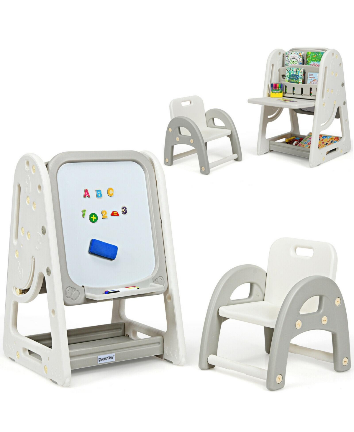Click here for 2 in 1 Kids Easel Desk Chair Set Book Rack Adjusta... prices