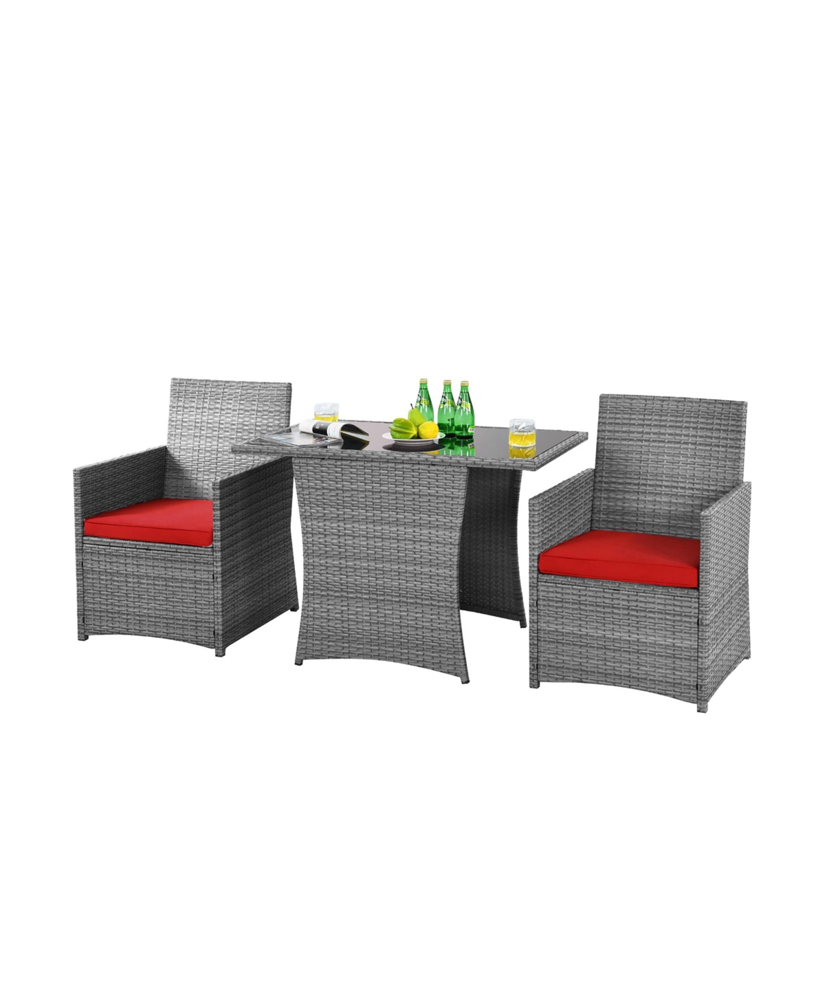 Click here for Gymax 3PCS Outdoor R - Red+mixed grey prices