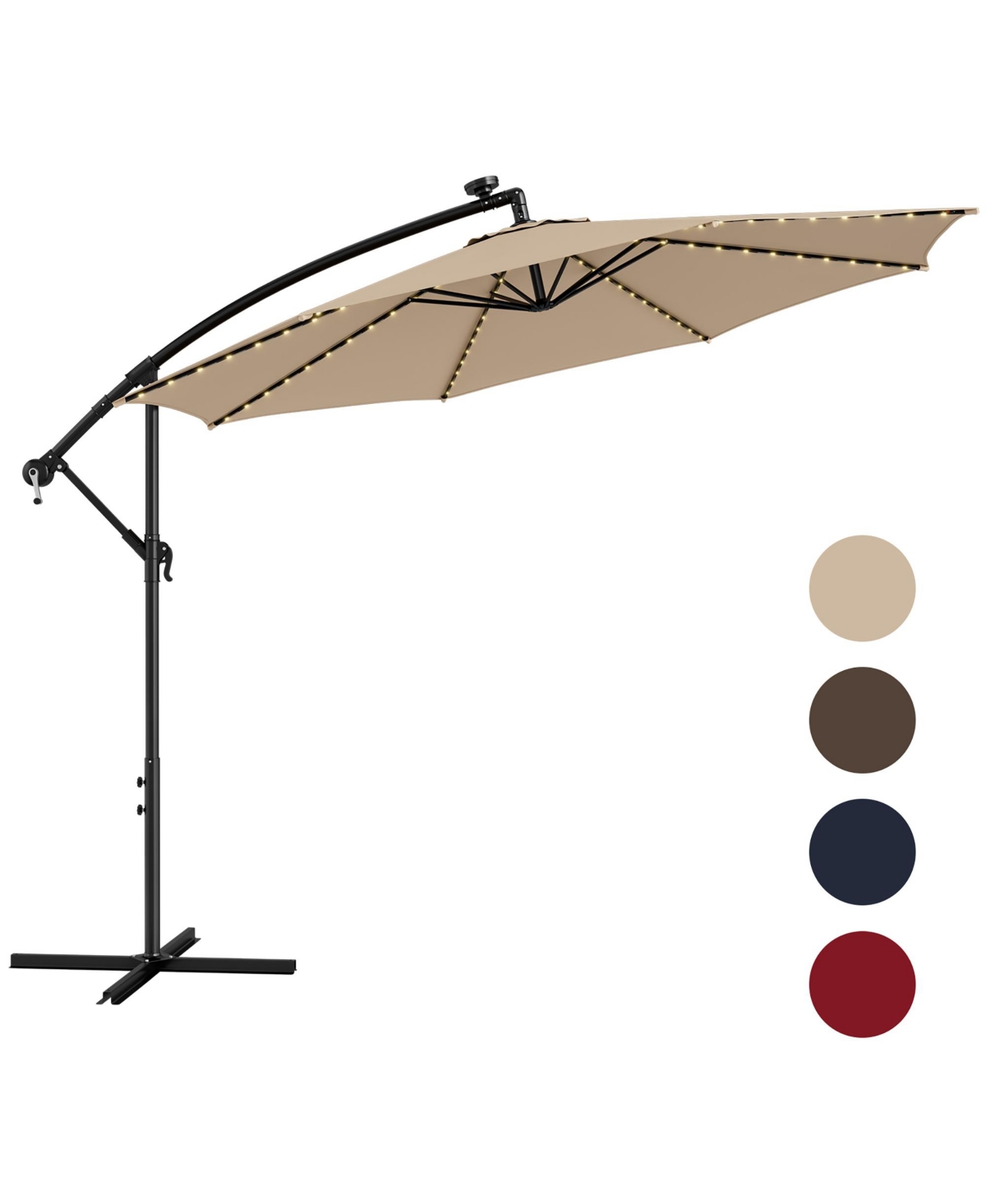 Click here for Gymax 10 Ft Offset Patio Umbrella Solar Powered Ca... prices