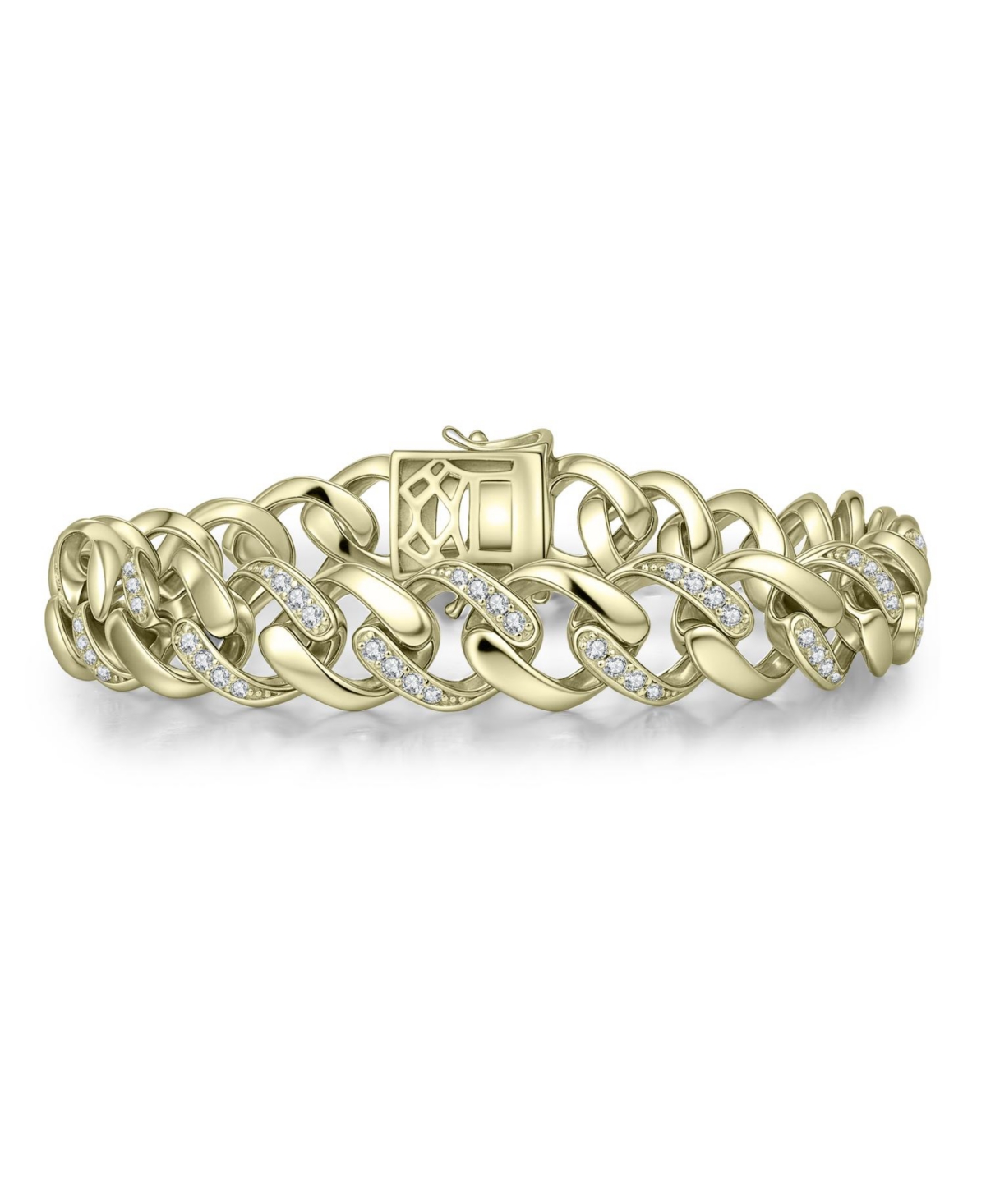 Click here for Bold Mens Curb Chain Bracelet with Iced Out Cubic... prices
