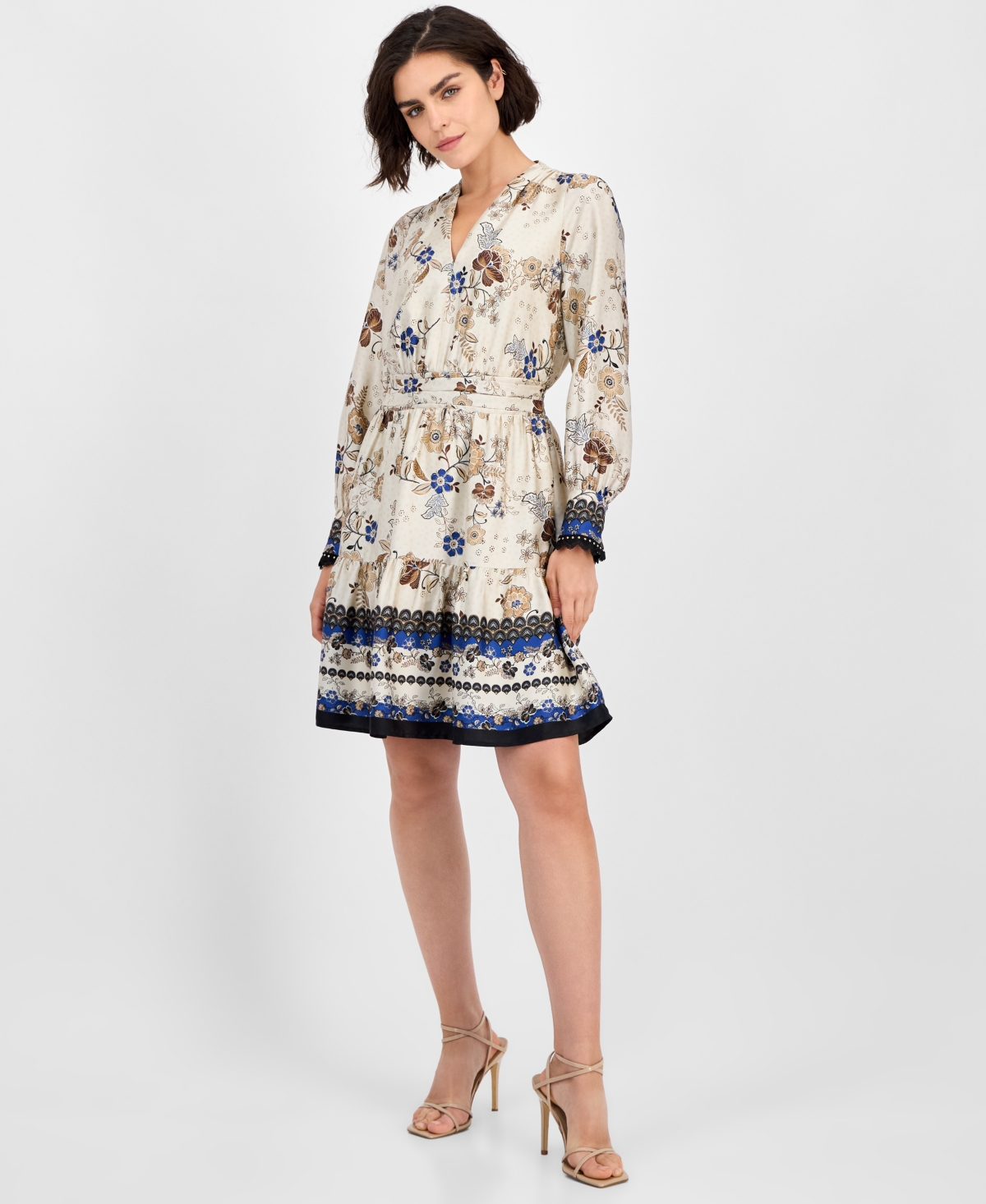 Click here for Anne Klein Womens Printed Long-Sleeve Fit & Flare... prices