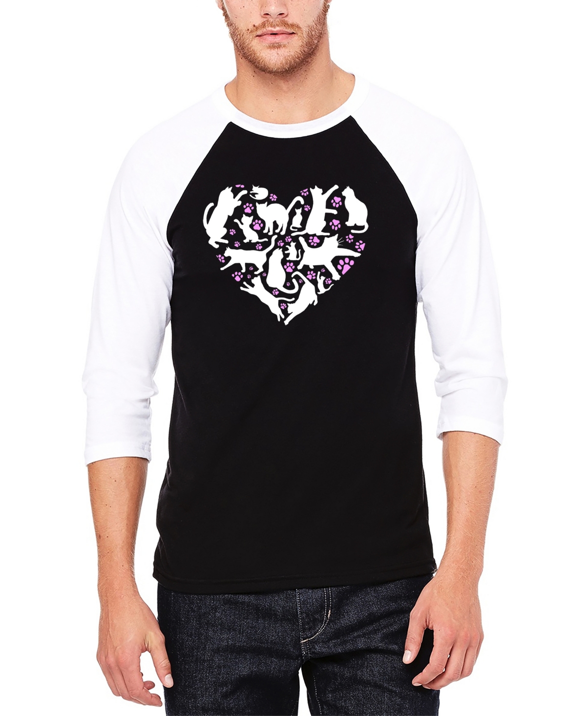 Click here for La Pop Art Mens Cat Heart Raglan Baseball Word Art... prices