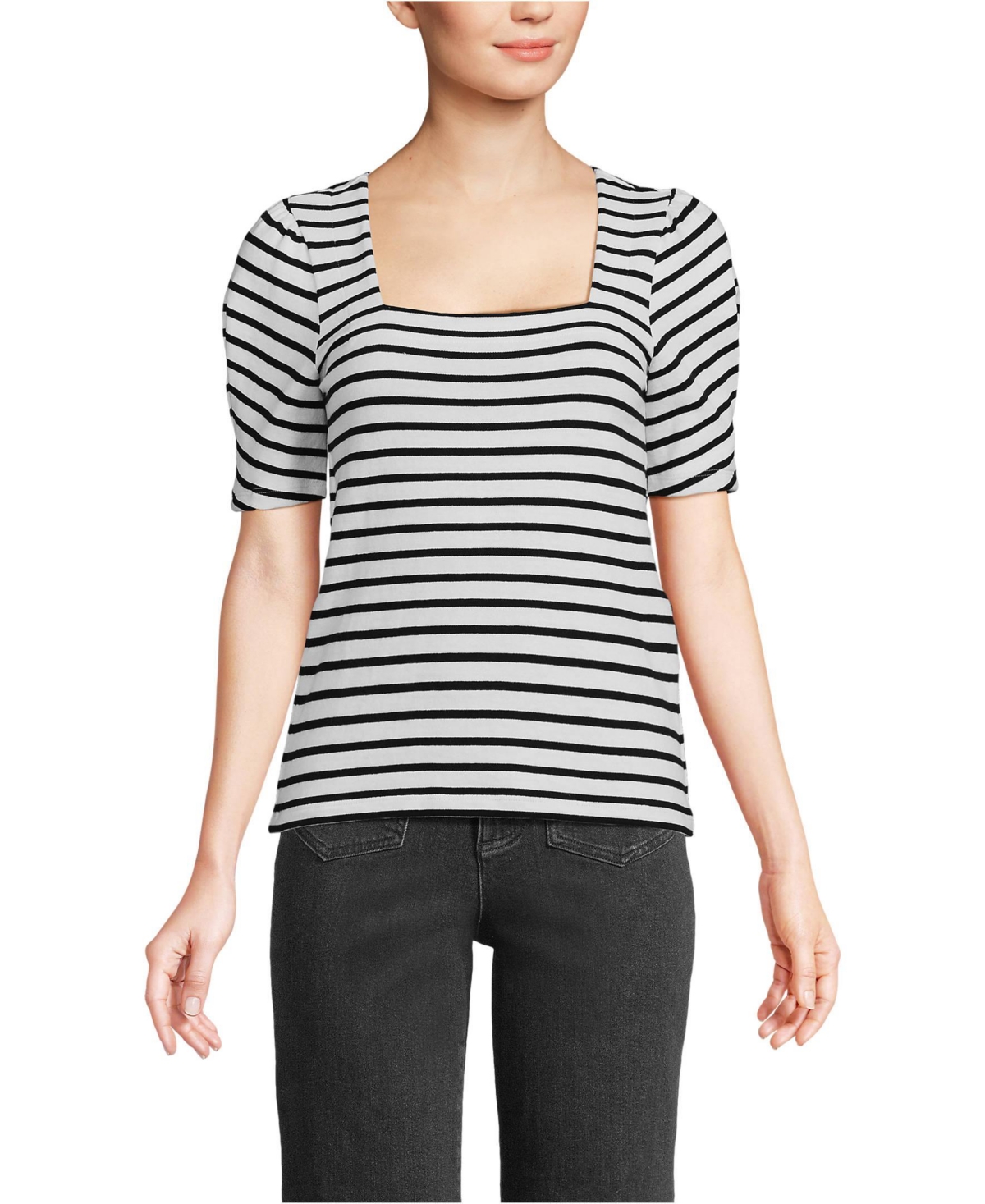 Click here for Lands End Womens Puff Sleeve Mariner Square Neck T... prices