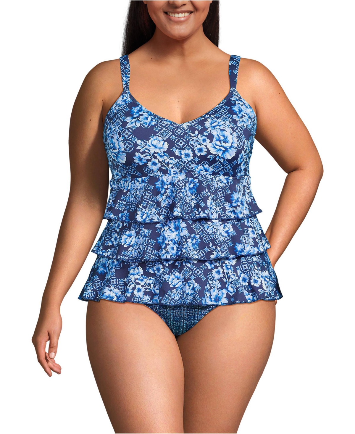 Click here for Lands End Womens Ruffle Fauxkini One Piece Swimsui... prices