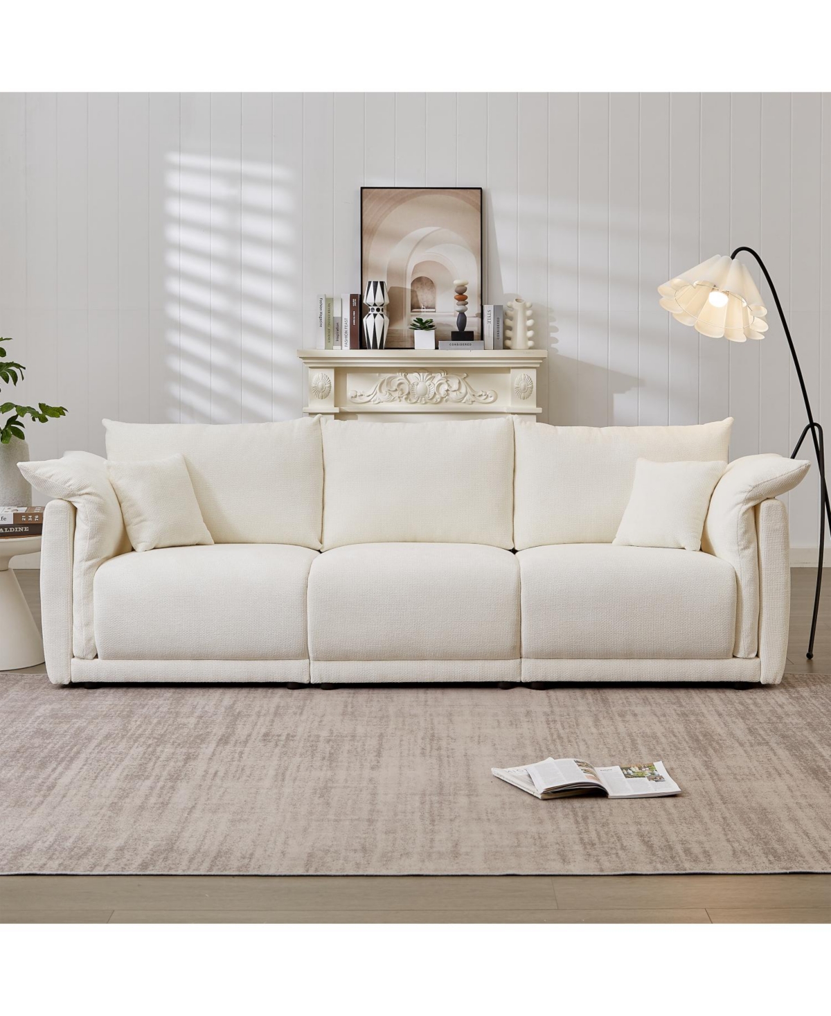Click here for Streamdale 98.5" Beige Linen Sofa with Pillow... prices