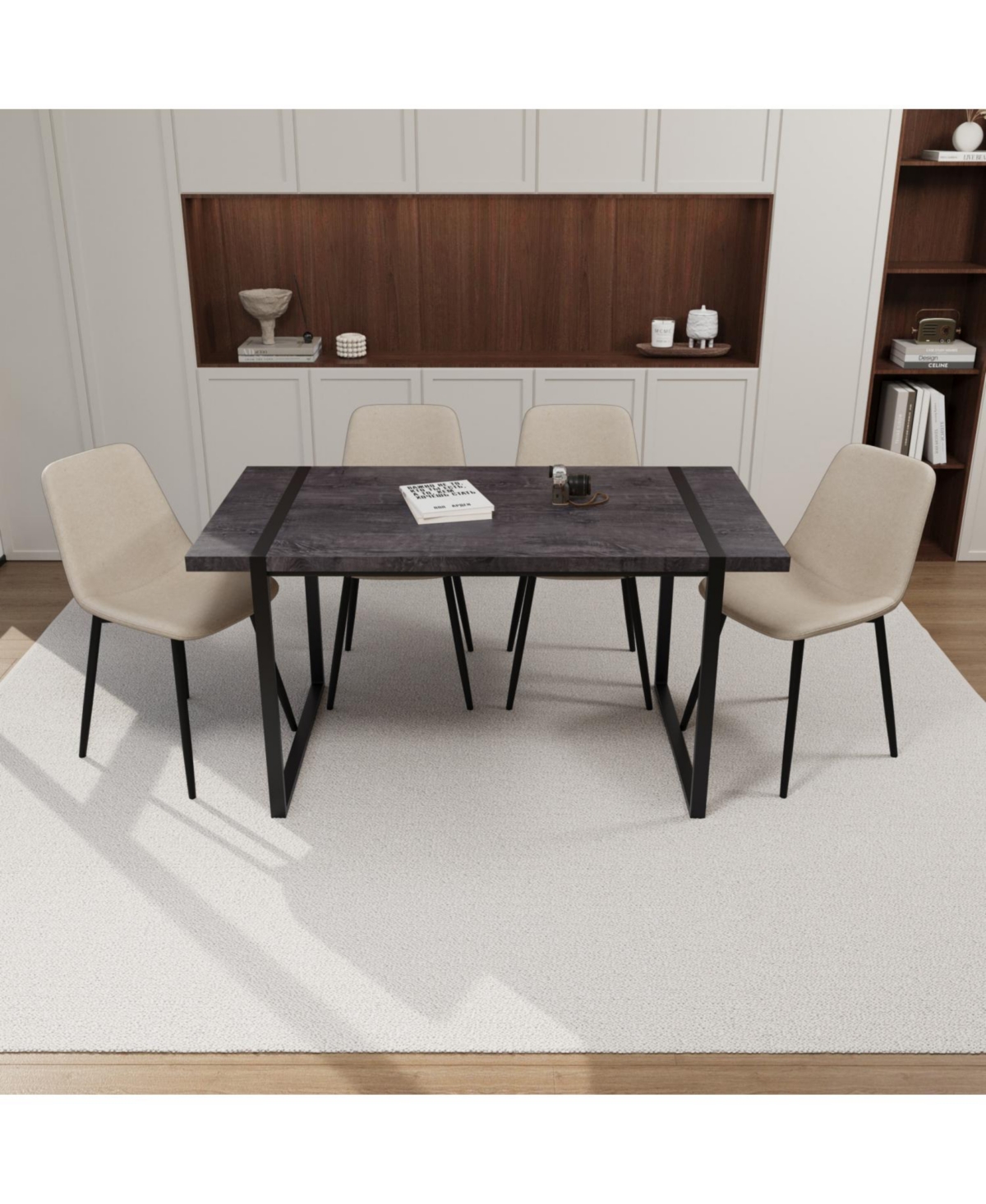 Click here for Streamdale Black Dining Table & 4 Suede Chairs - M... prices