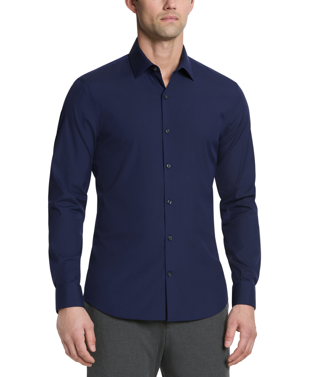 Click here for Calvin Klein Mens Extra Slim Fit Dress Shirt - Nav... prices