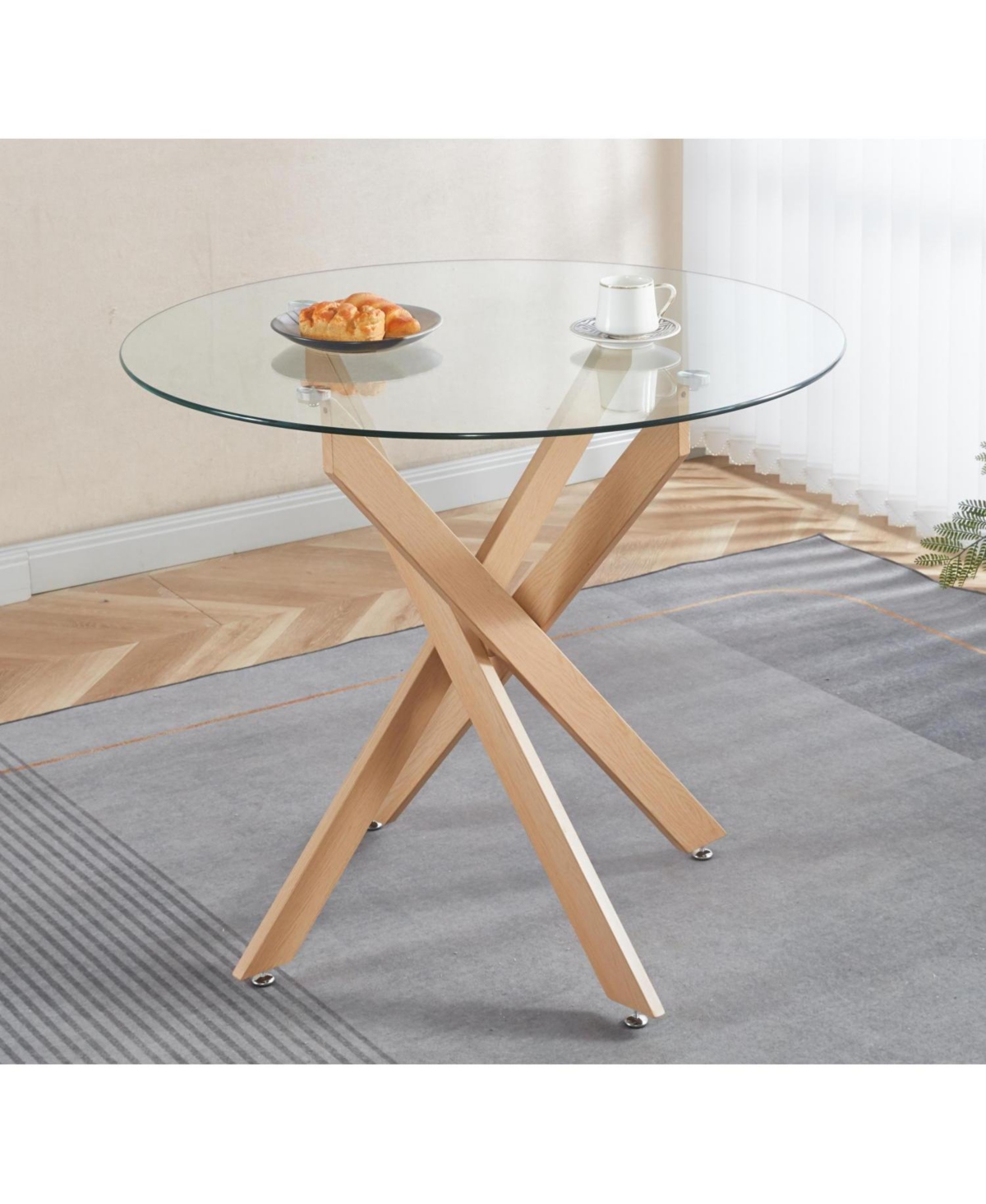 Click here for Streamdale Glass Top Dining Table - Oak Legs - Oak prices