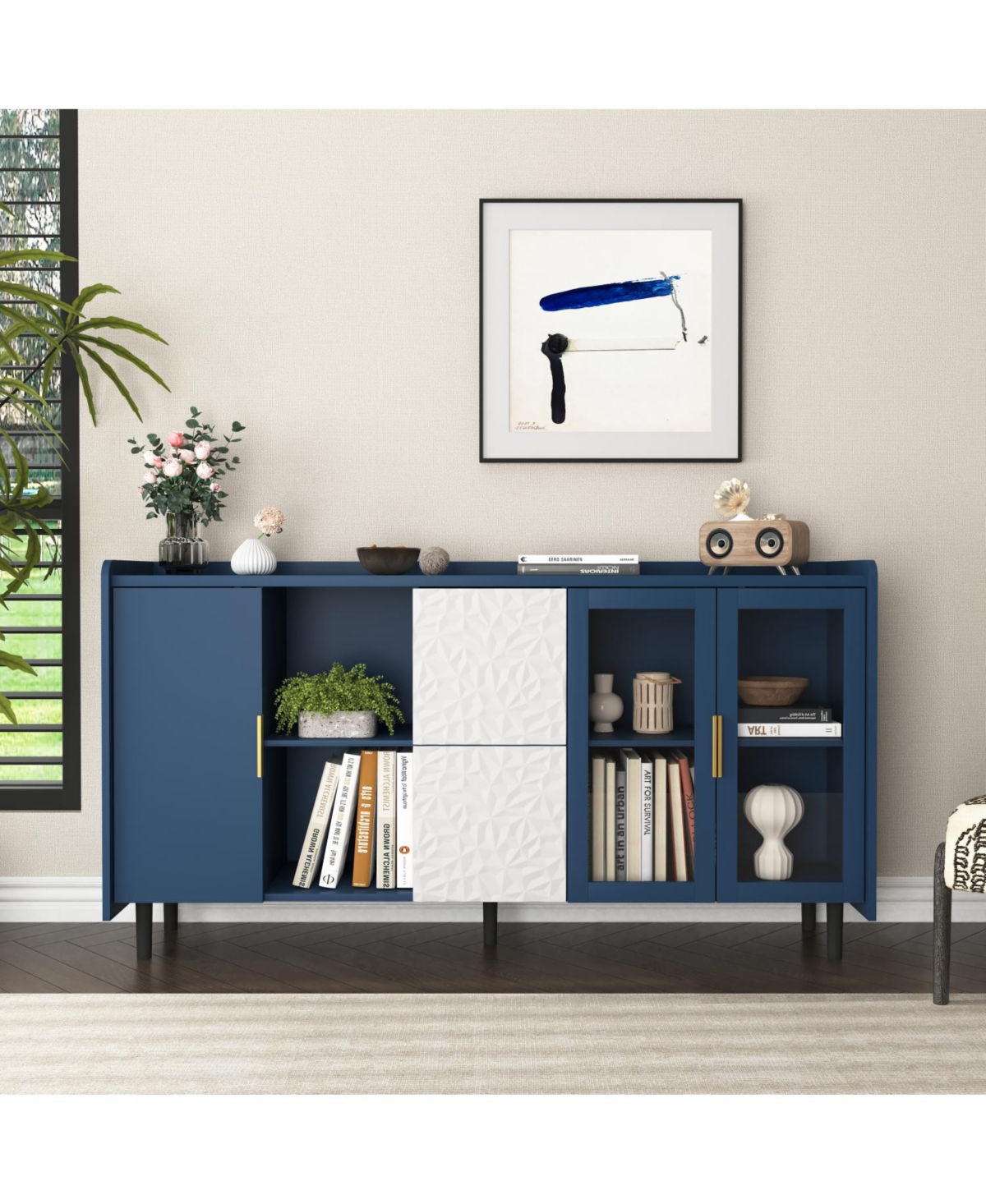 Click here for Streamdale Modern Blue Kitchen Pantry with Bar and... prices