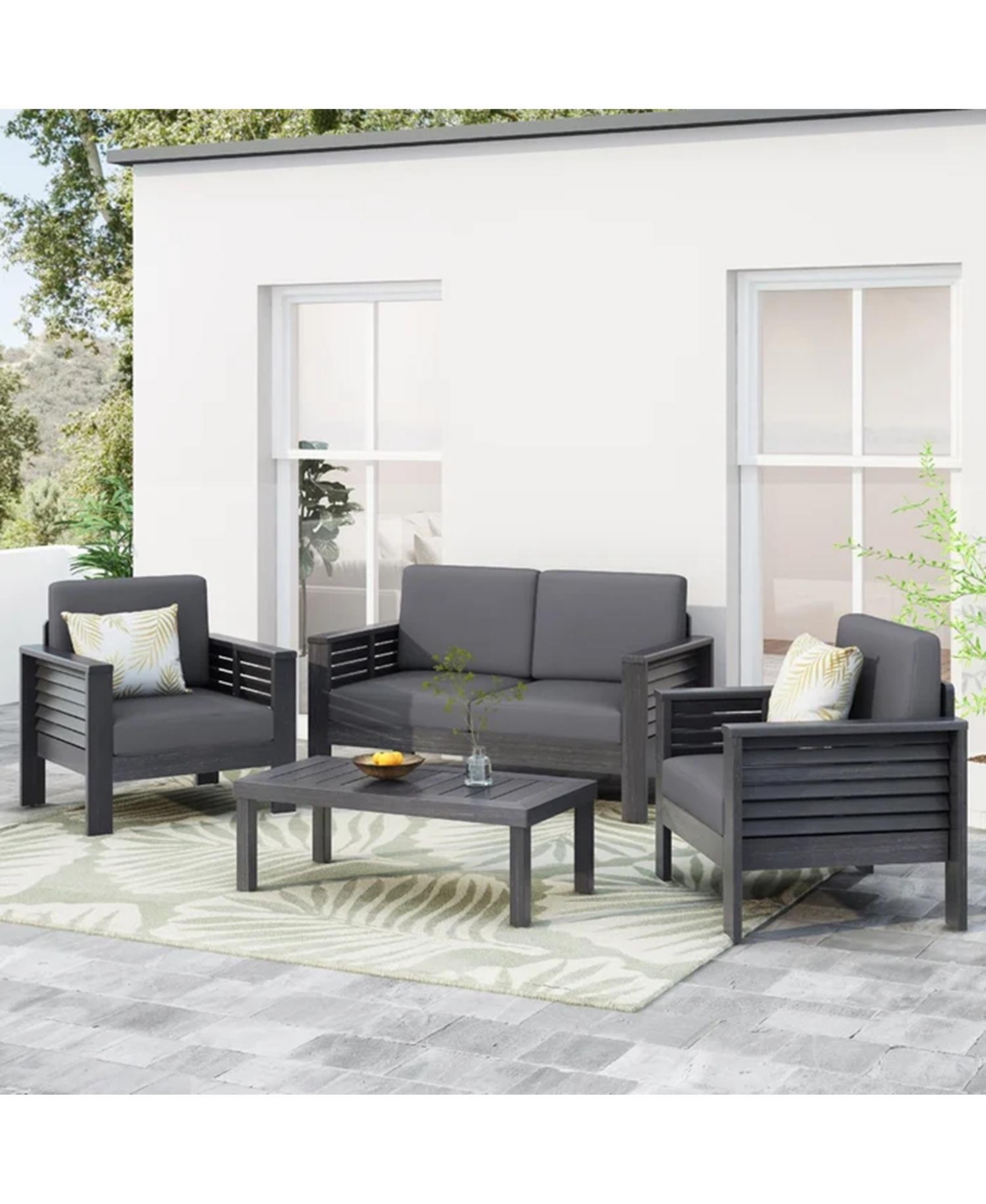 Click here for Streamdale 4 Seater Outdoor Lounge Chair Set - Gre... prices