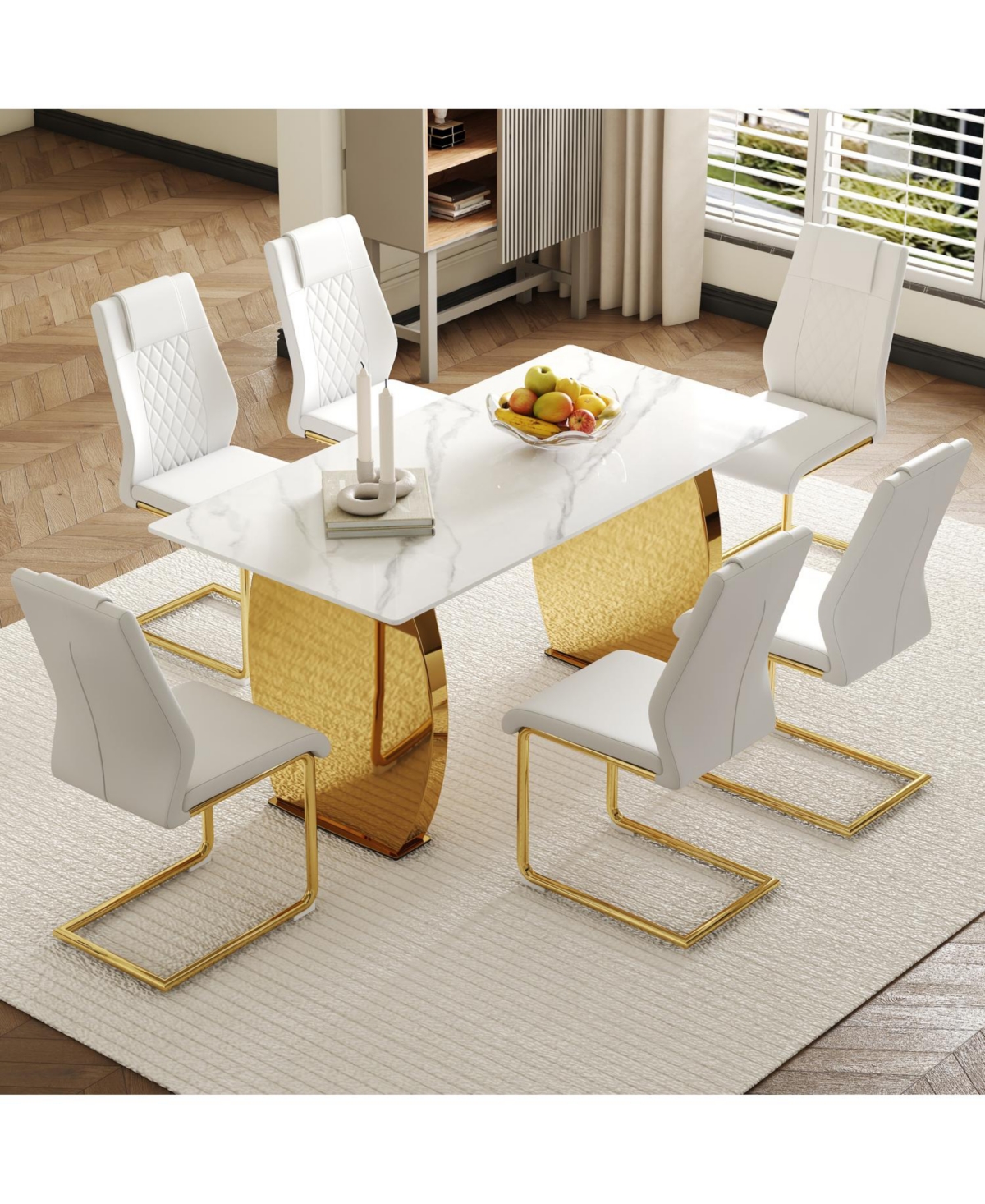 Click here for Snow Mountain White Sintered Stone Table & 6 White... prices