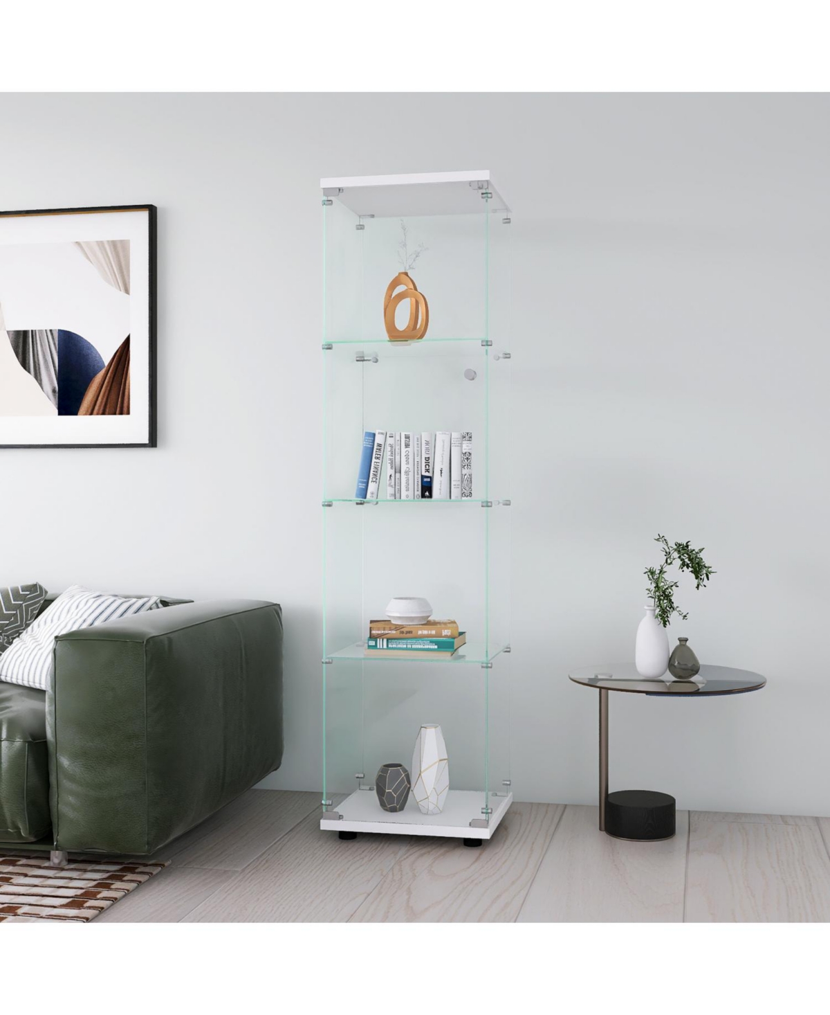 Click here for Glass Display Cabinet 4 Shelves with Door  Floor S... prices
