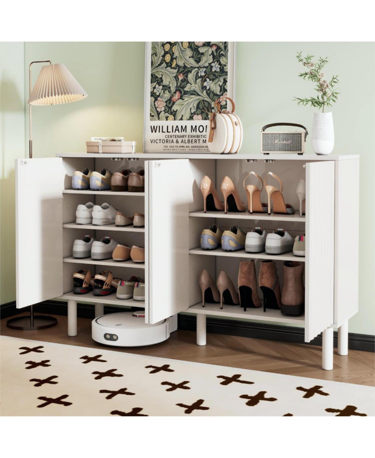 Click here for Cream Sideboard with 4 Fluted Doors and 5 Wood Leg... prices