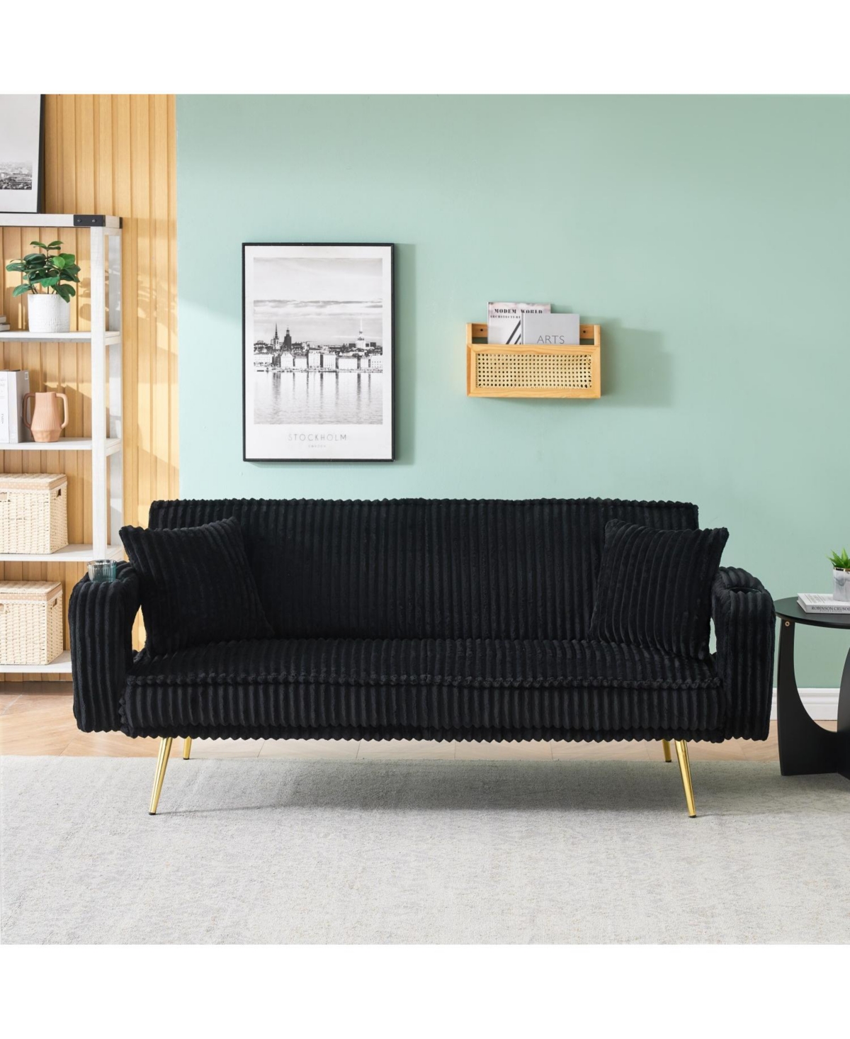 Click here for Streamdale White Corduroy Sofa with Pillows - Mini... prices