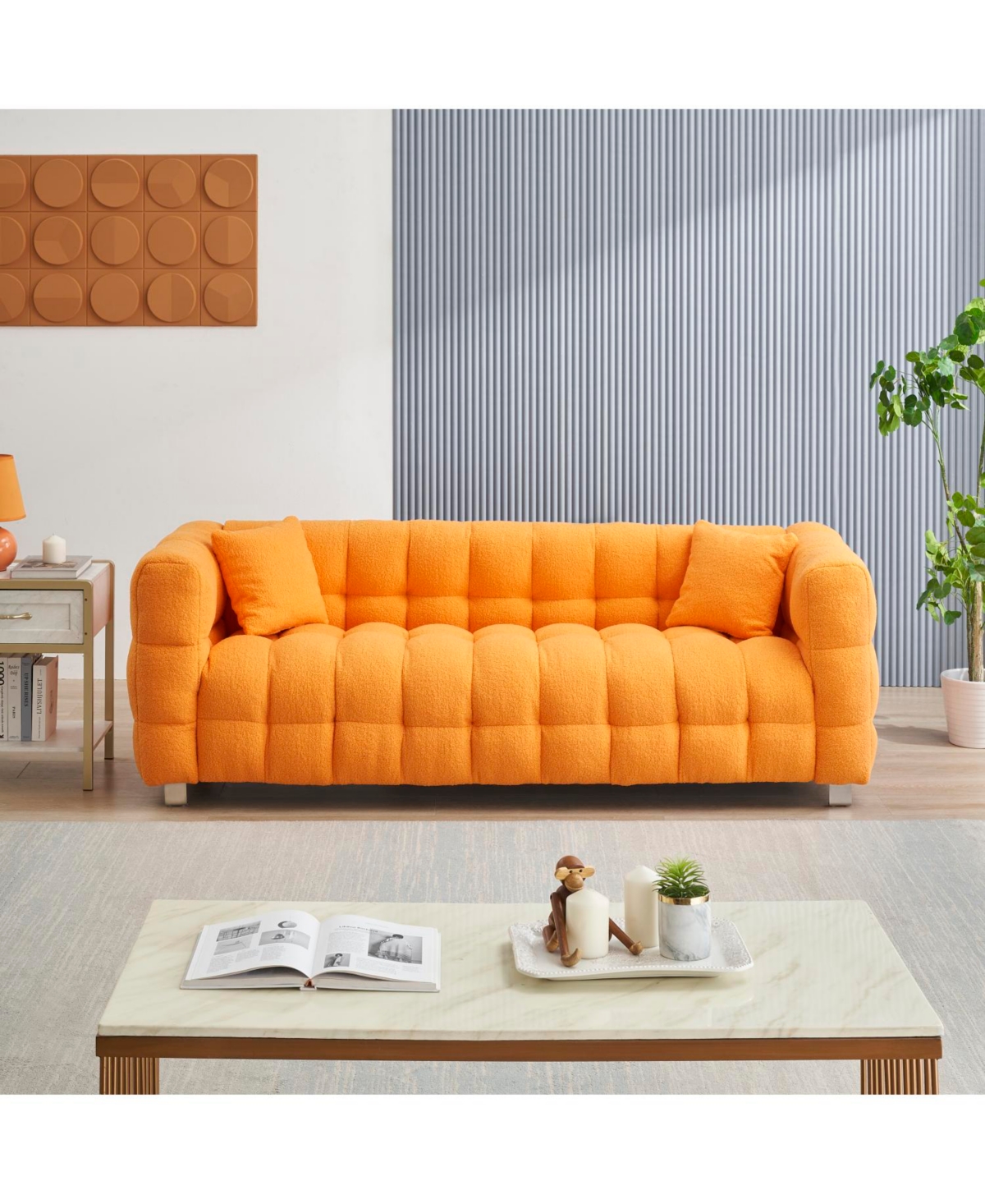 Click here for Streamdale Cozy 80" Orange Teddy Fleece Sofa... prices
