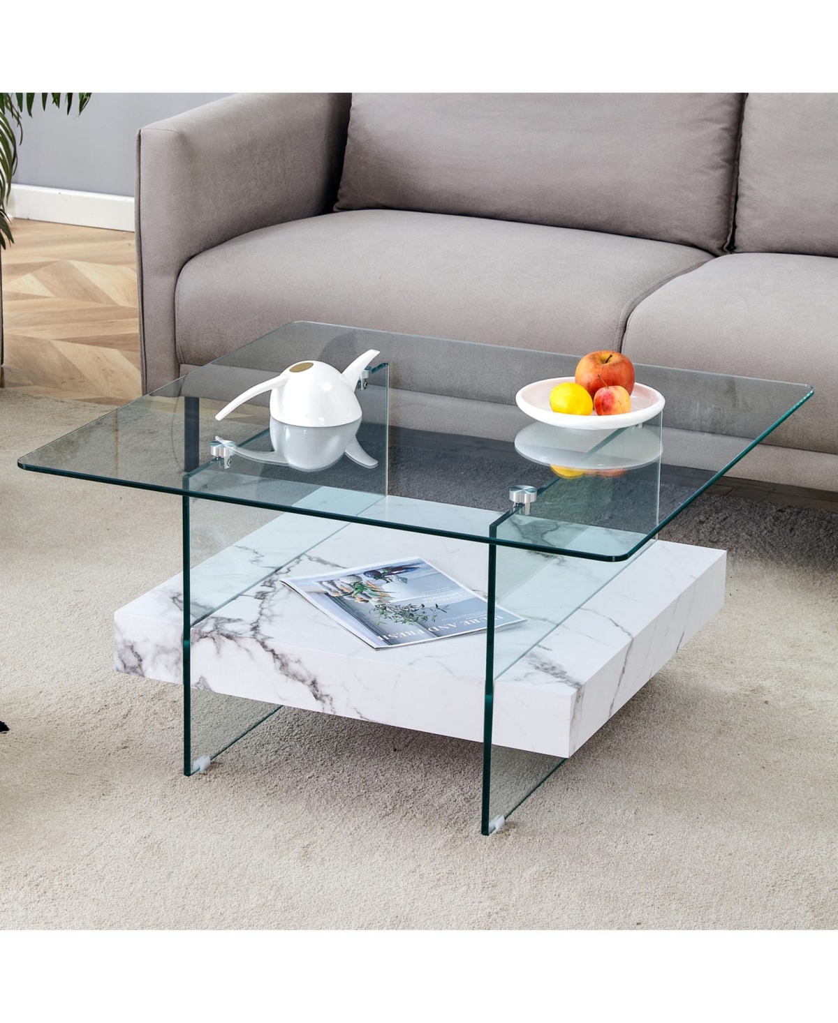 Click here for Streamdale Modern Two-Tier Coffee Table Clear Glas... prices