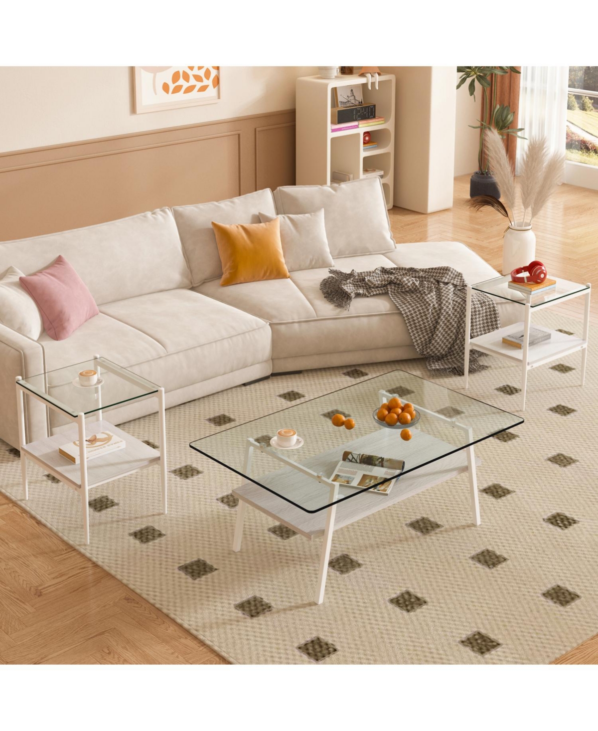 Click here for Streamdale Modern 3-Piece Glass Coffee Table Set -... prices