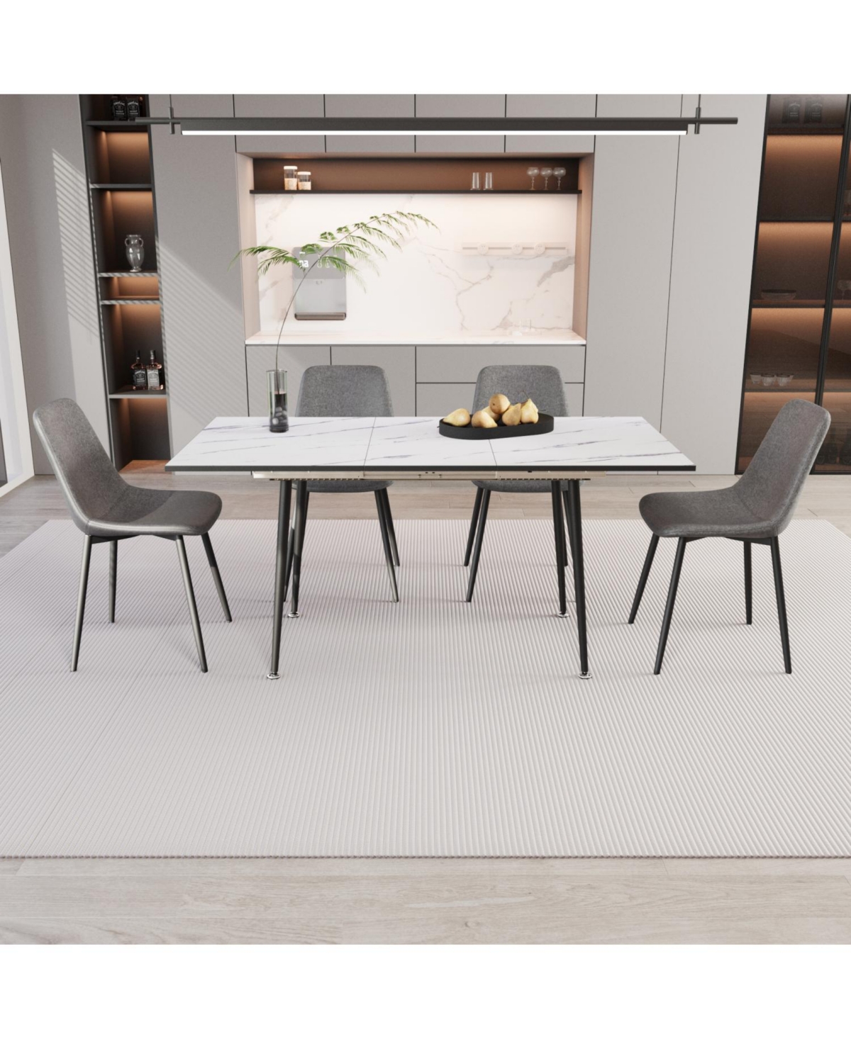 Click here for Streamdale White Extendable Dining Set Table & 4 G... prices