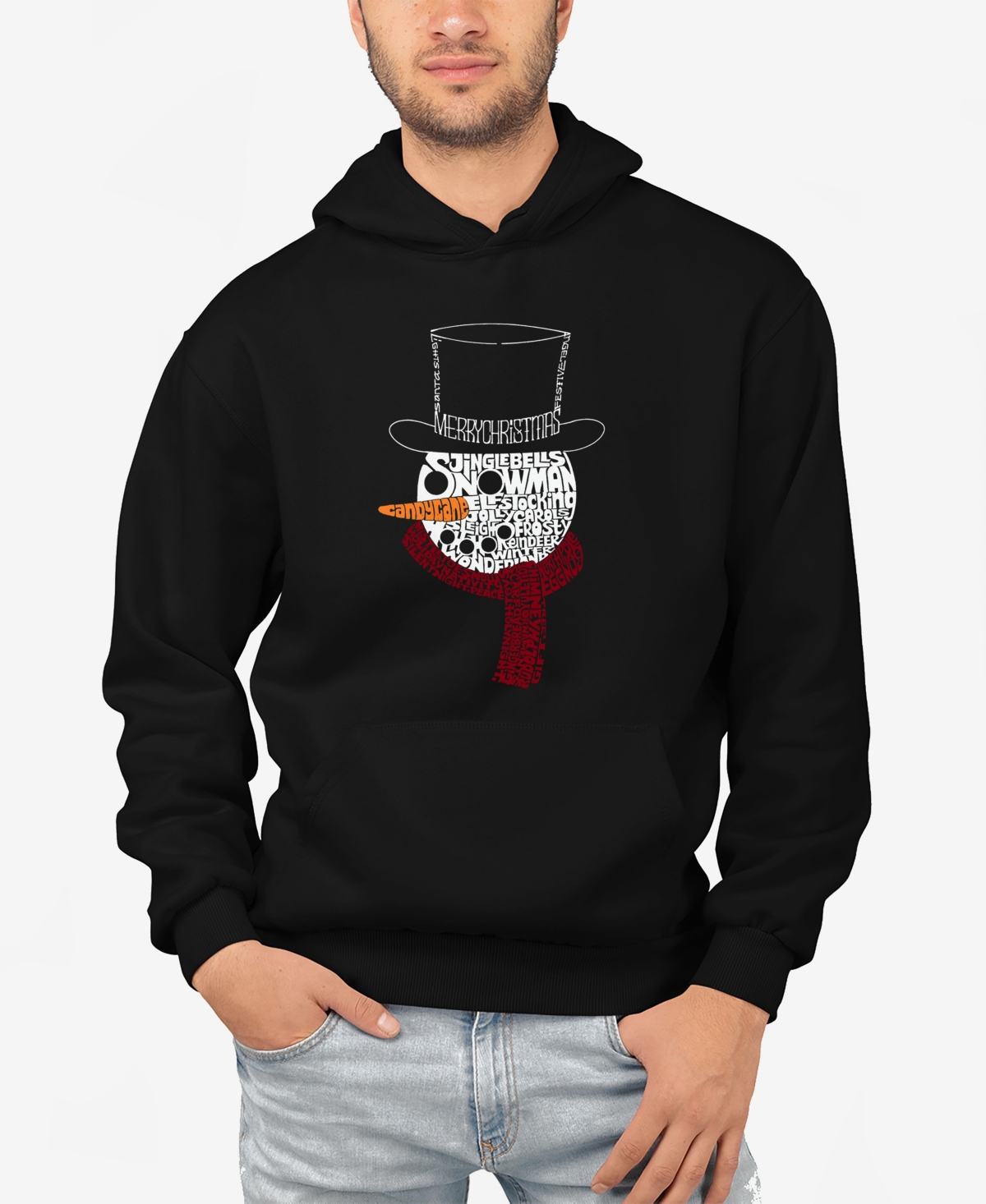 Click here for La Pop Art Mens Snowman Face Word Art Hooded Sweat... prices