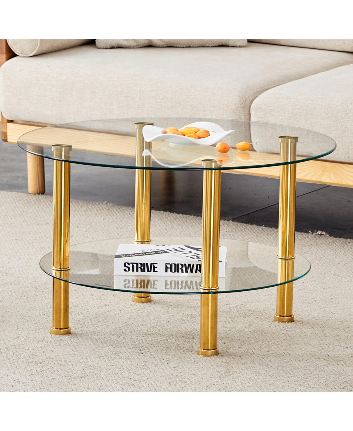 Click here for Streamdale Contemporary Glass Coffee Table with Go... prices