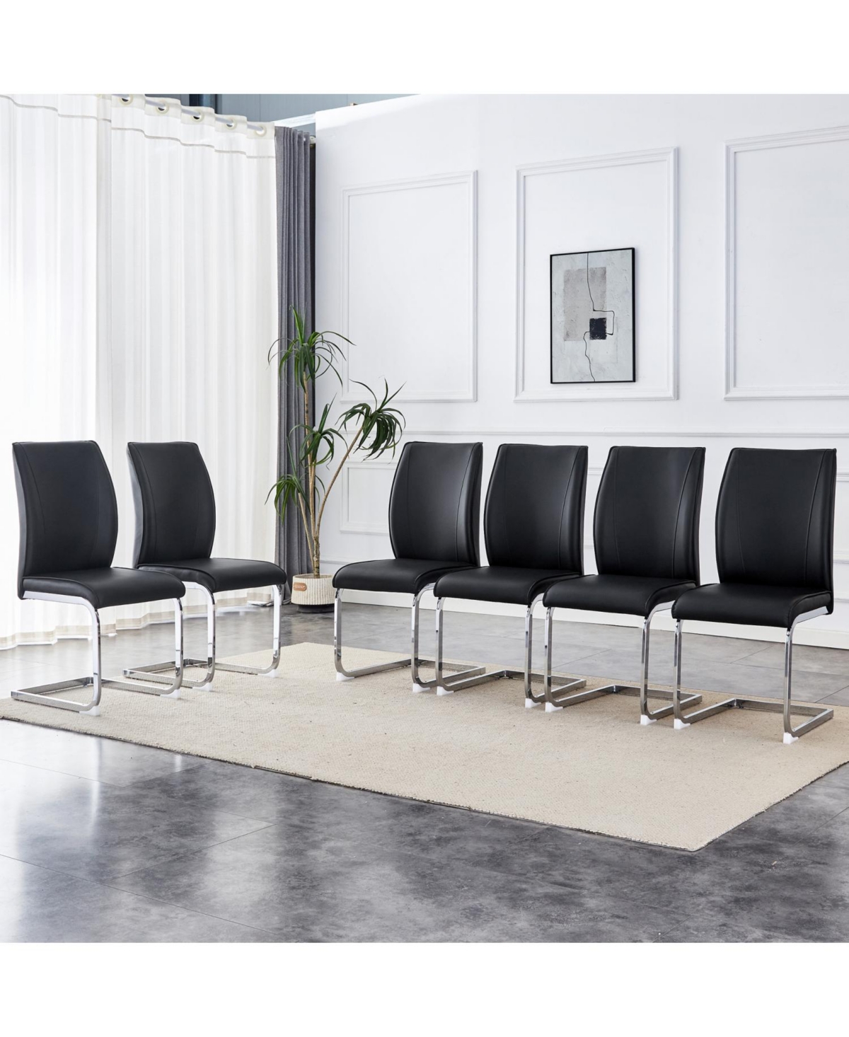 Click here for Streamdale Arch Dining Chairs - Black Pu  Silver L... prices