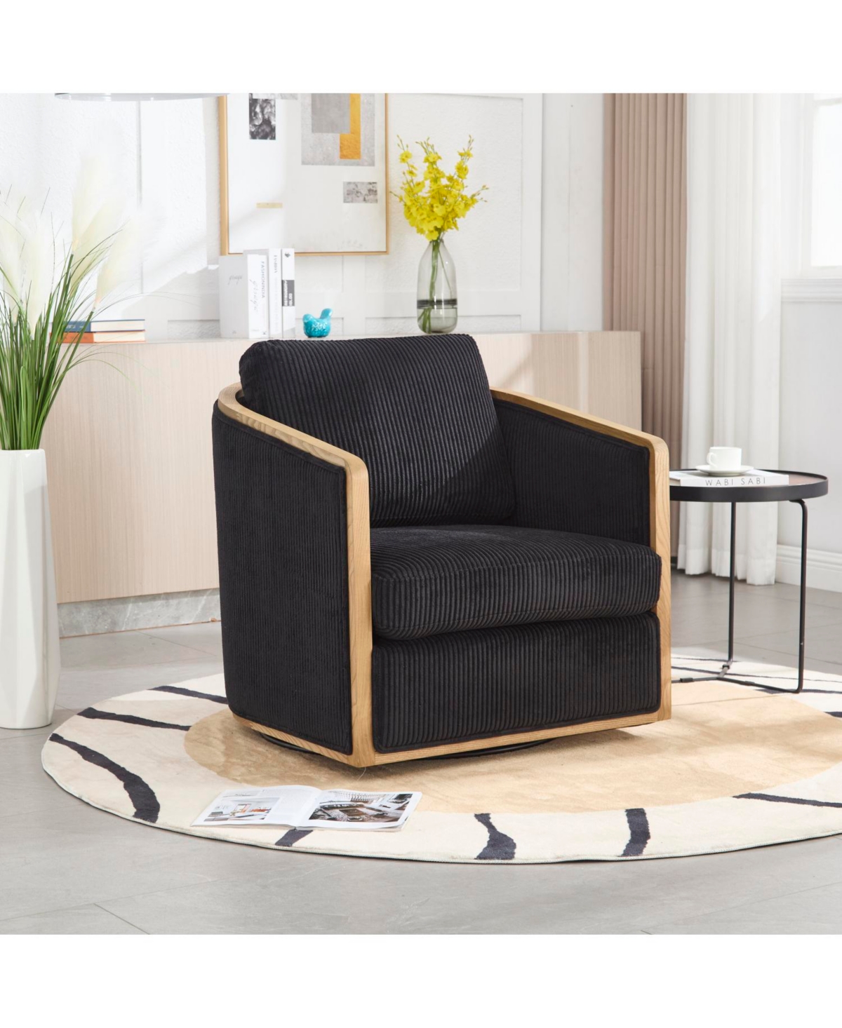 Click here for Streamdale Corduroy Swivel Barrel Chair for Home &... prices