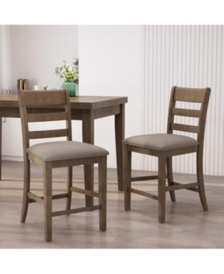 Streamdale Farmhouse Upholstered Wood Counter Stools (Set of 2) - Macy's