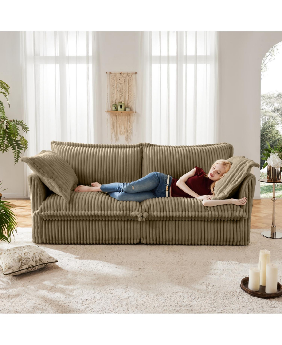 Click here for Streamdale Camel Corduroy 2-Seat Sofa  Slipcovered... prices