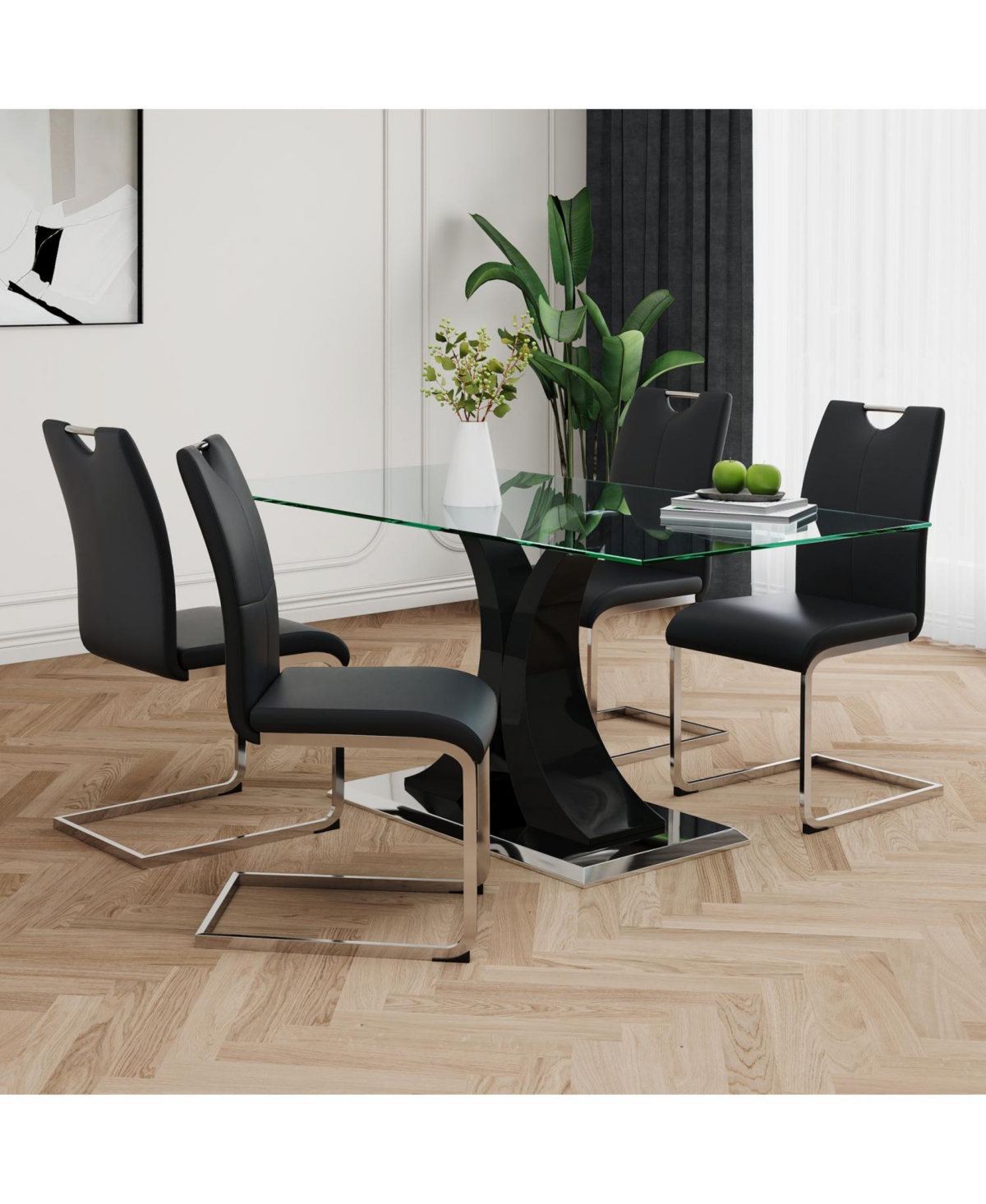 Click here for Streamdale Modern Glass Dining Set Transparent Tab... prices