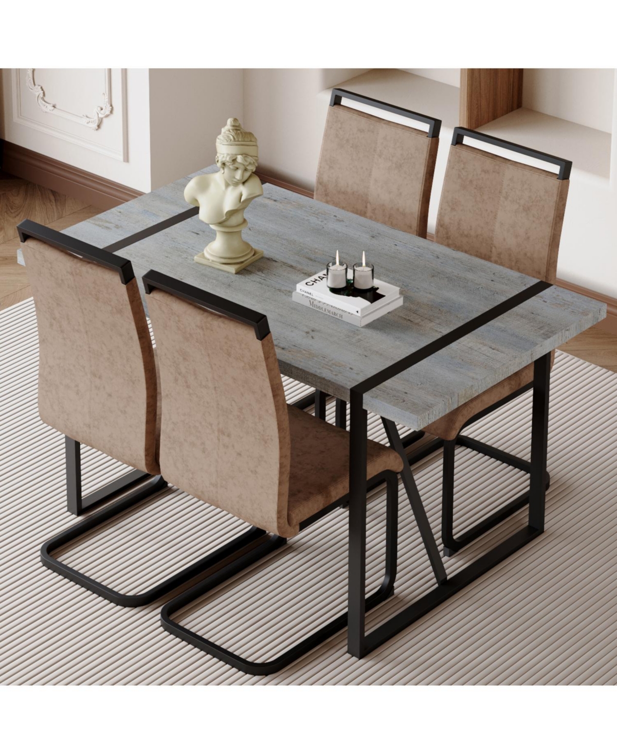 Click here for Streamdale Modern Grey Marble Table with Metal Fra... prices