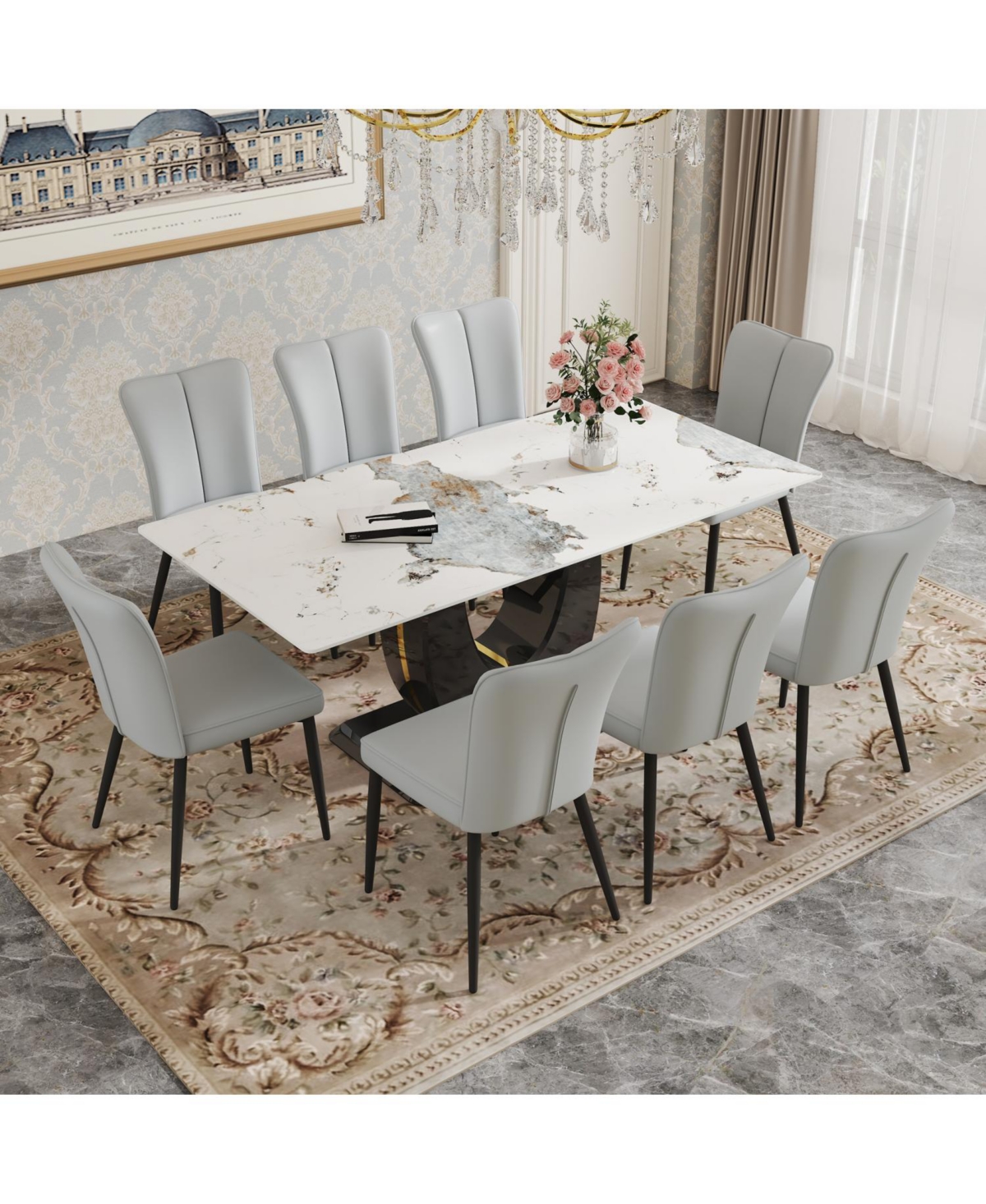 Click here for Pandora Dining Set: 71" Tempered Glass Table... prices