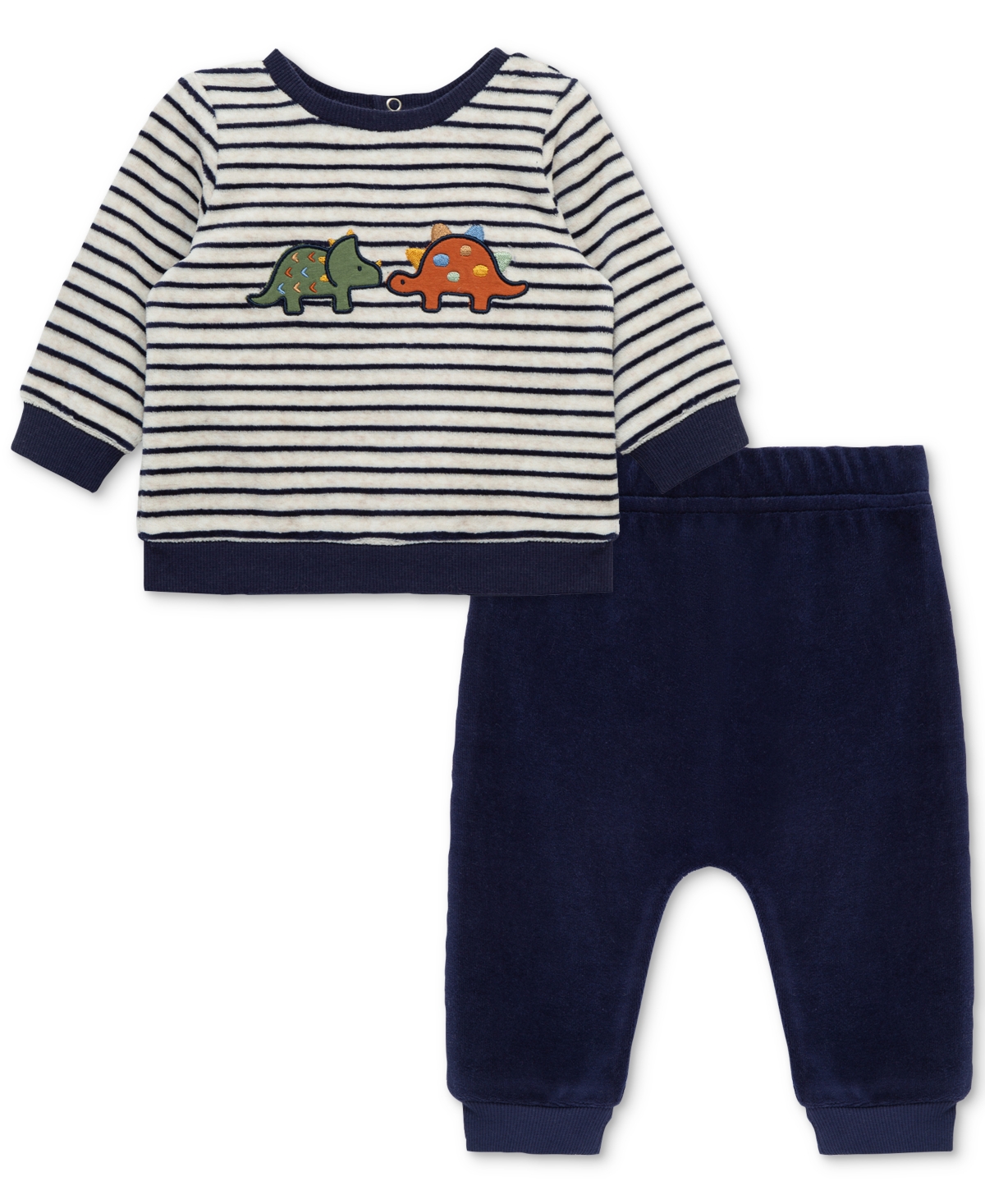 Click here for Little Me Baby Boys Dino Striped Velour Top & Pant... prices
